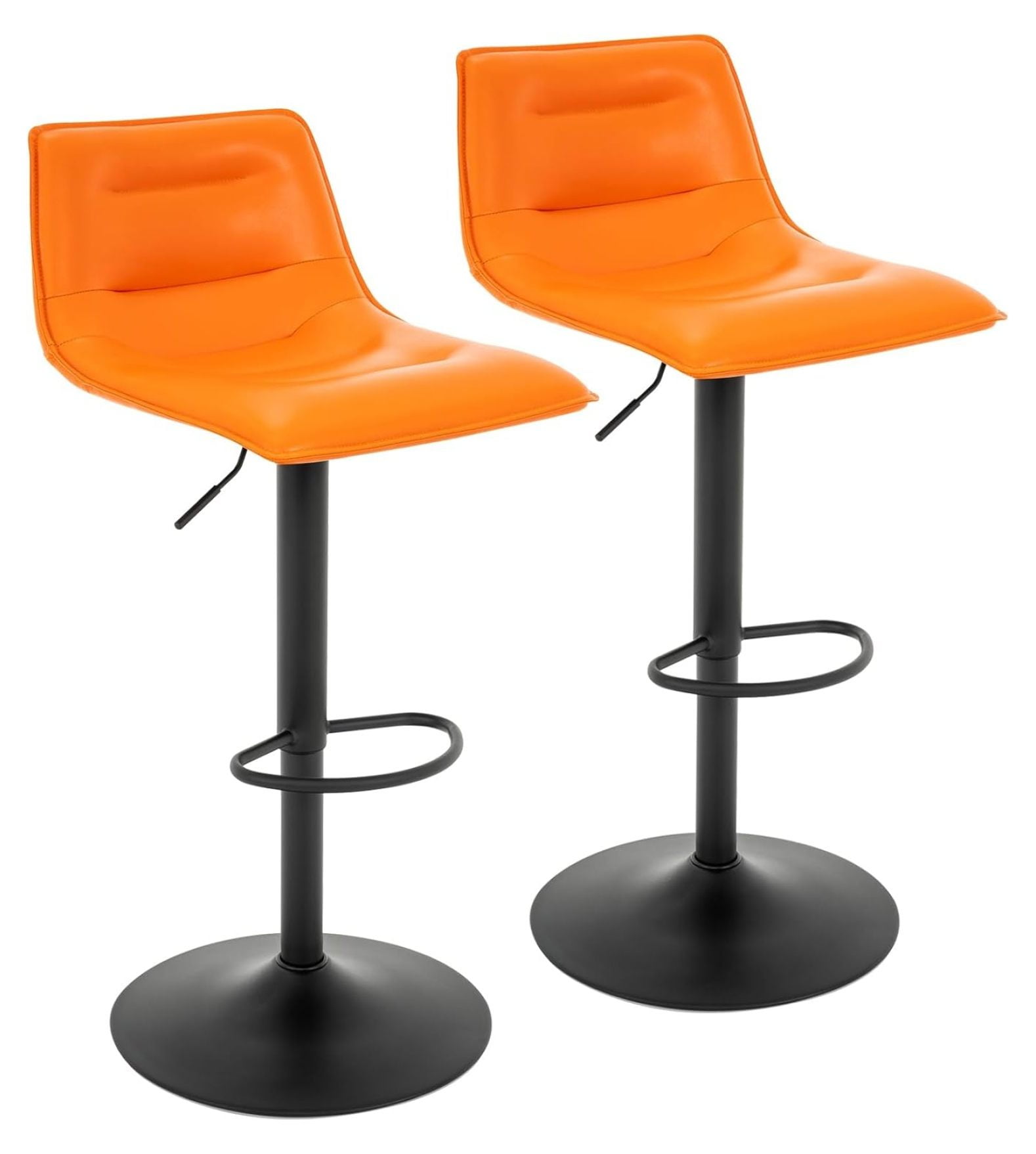 Adjustable Bar Stools Set of 2, Modern PU Leather Swivel Counter Height Barstools with Back ...