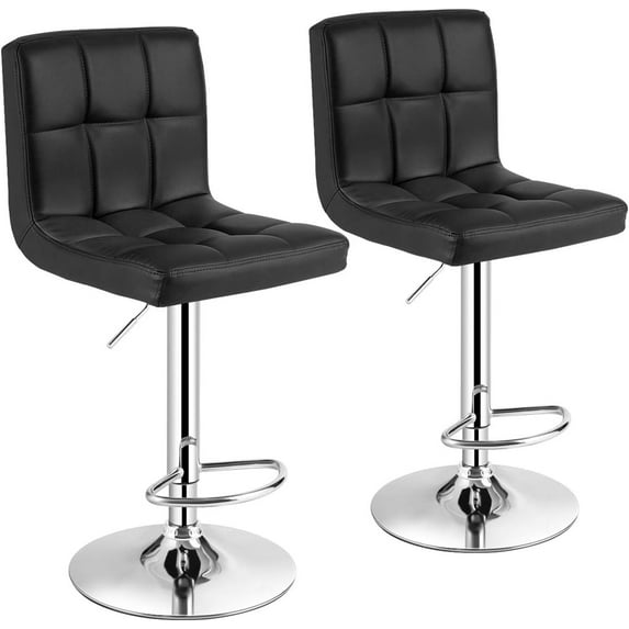 Adjustable Bar Stools Set of 2, Modern Swivel PU Leather Bar Chair with ...