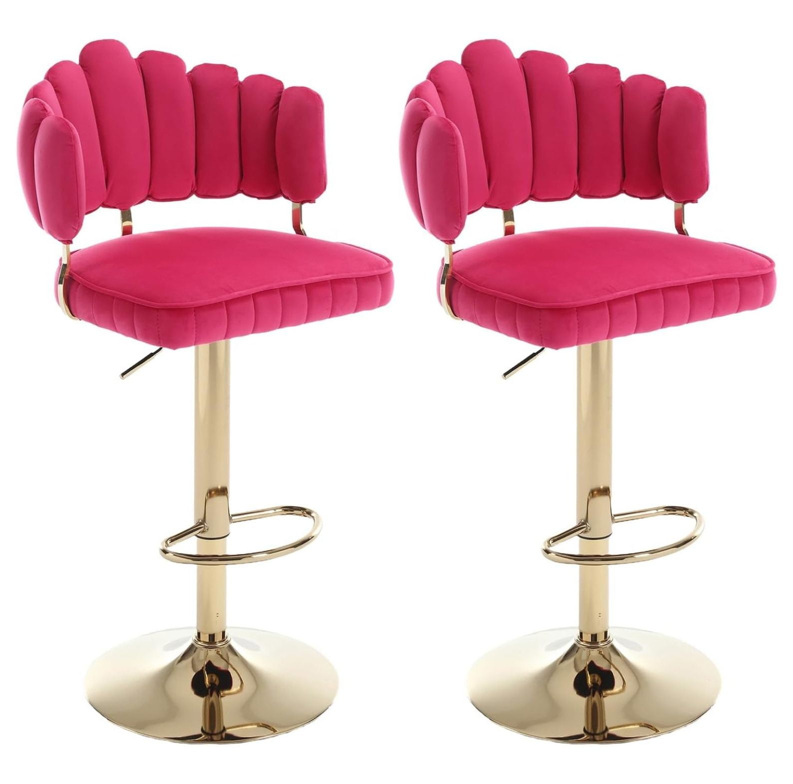 Adjustable Bar Stools Set of 2 - Swivel Bar Stools with Petal Shaped ...