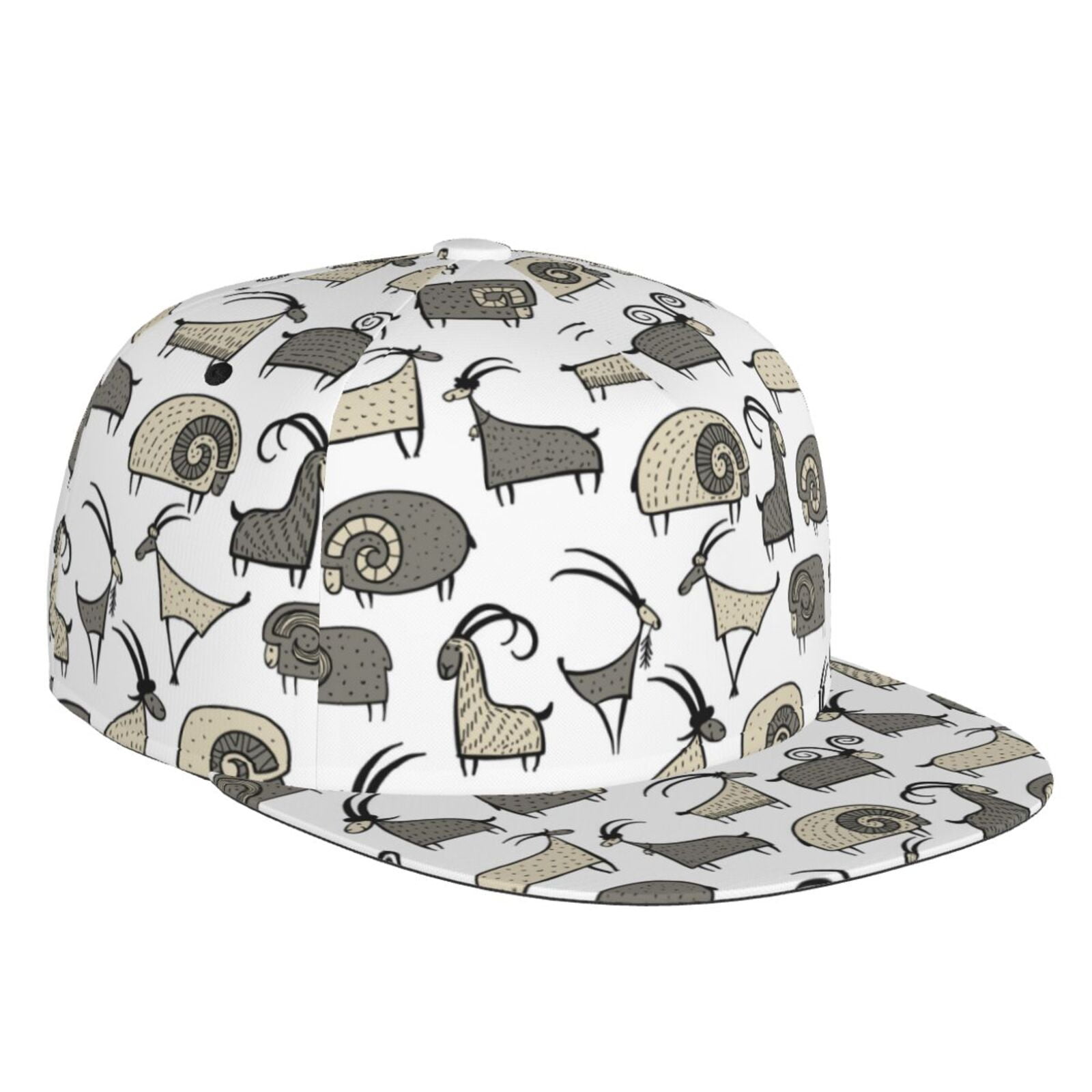 Adjustable Baseball Cap, Abstract Cartoon Cute Goat Flat Bill Trucker ...