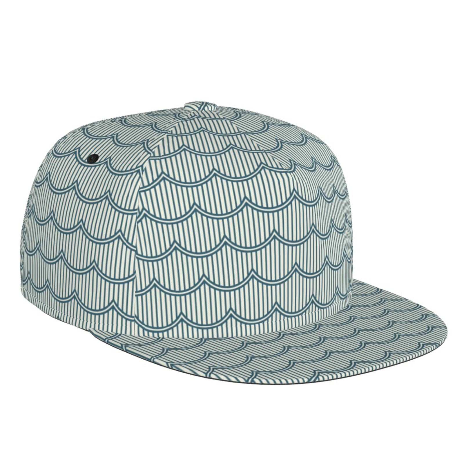 Adjustable Baseball Cap, Abstract Wave Pattern Flat Bill Trucker Flat ...