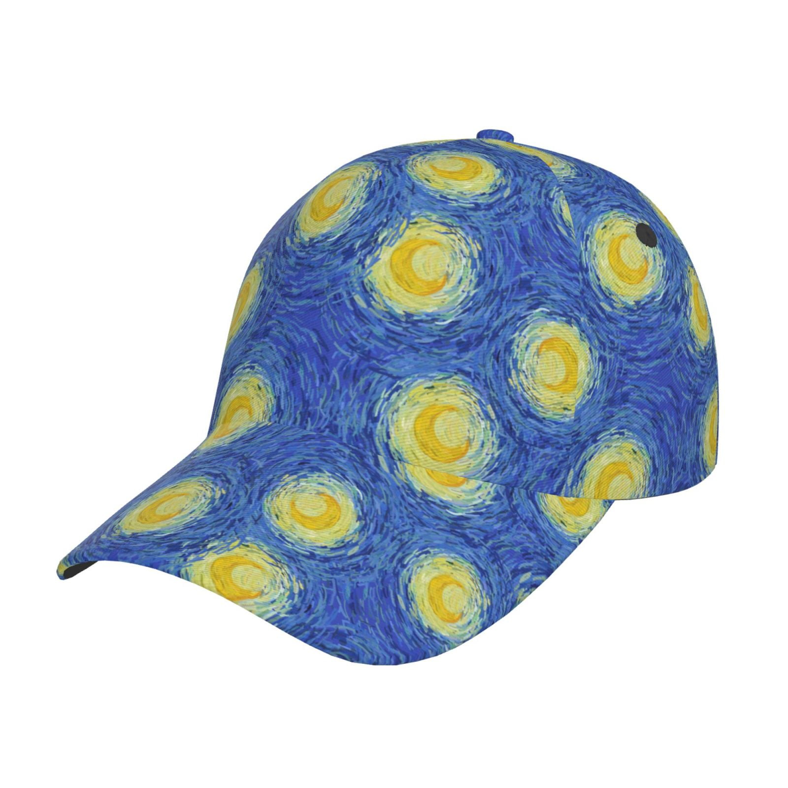 Adjustable Baseball Cap, Abstract Yellow Moon Blue Sky Hats For Men And ...