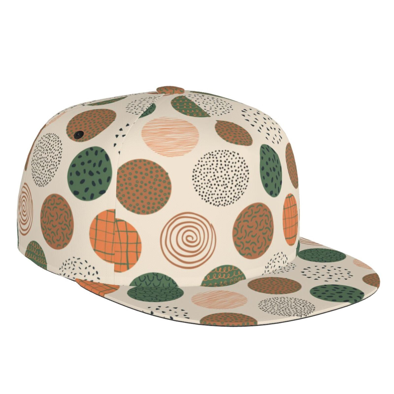 Adjustable Baseball Cap, Abstract geometric circles pattern Flat Bill Trucker Flat Brim Hats Dad ...