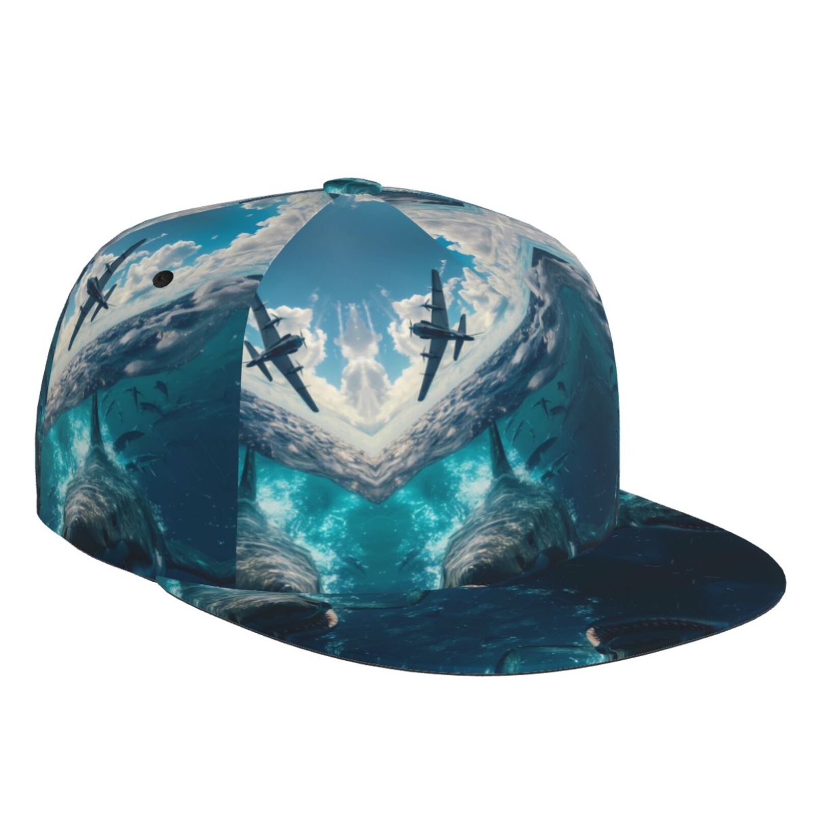 Adjustable Baseball Cap, Airplane Shark Flat Bill Trucker Flat Brim ...