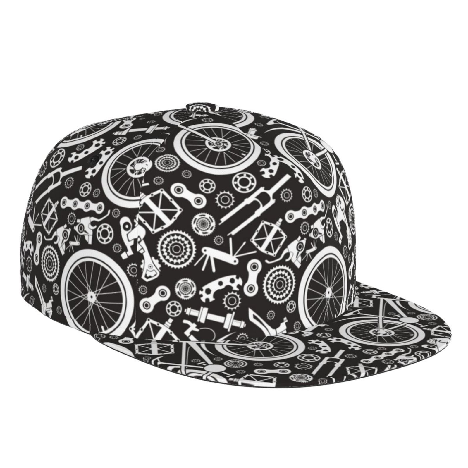 Adjustable Baseball Cap, Bike Pattern Mechanical Flat Bill Trucker Flat ...