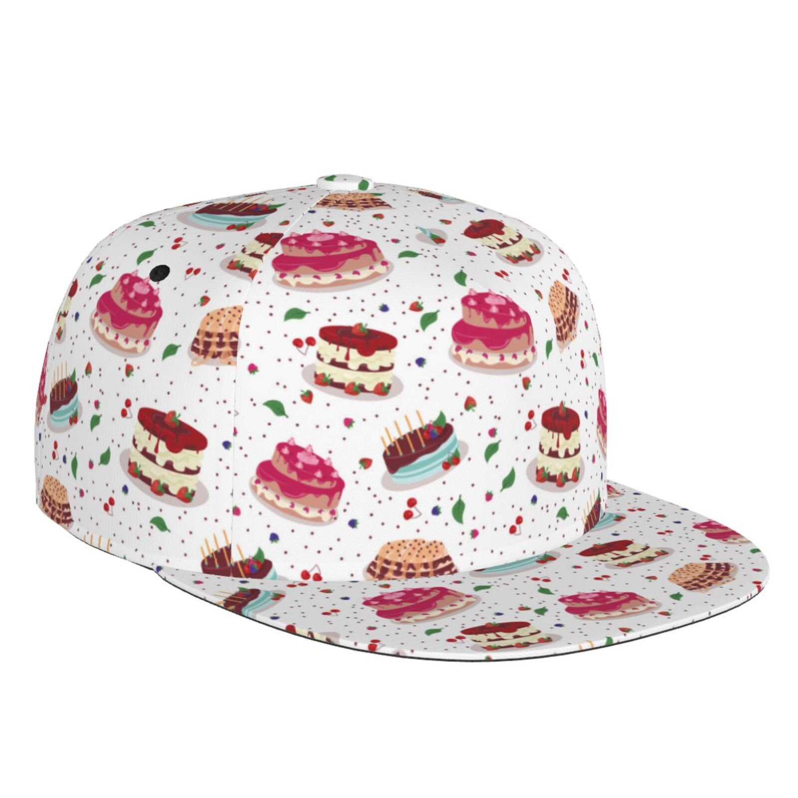 Adjustable Baseball Cap, Birthday Cake Flat Bill Trucker Flat Brim Hats ...