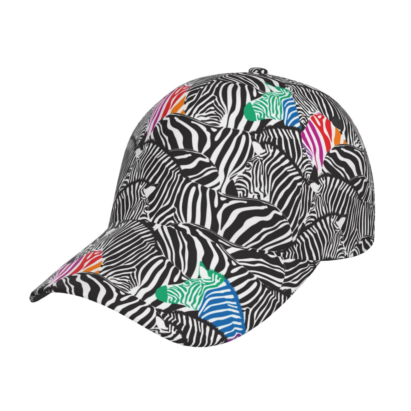 Adjustable Baseball Cap Black colorful zebra trendy Hats for Men and ...