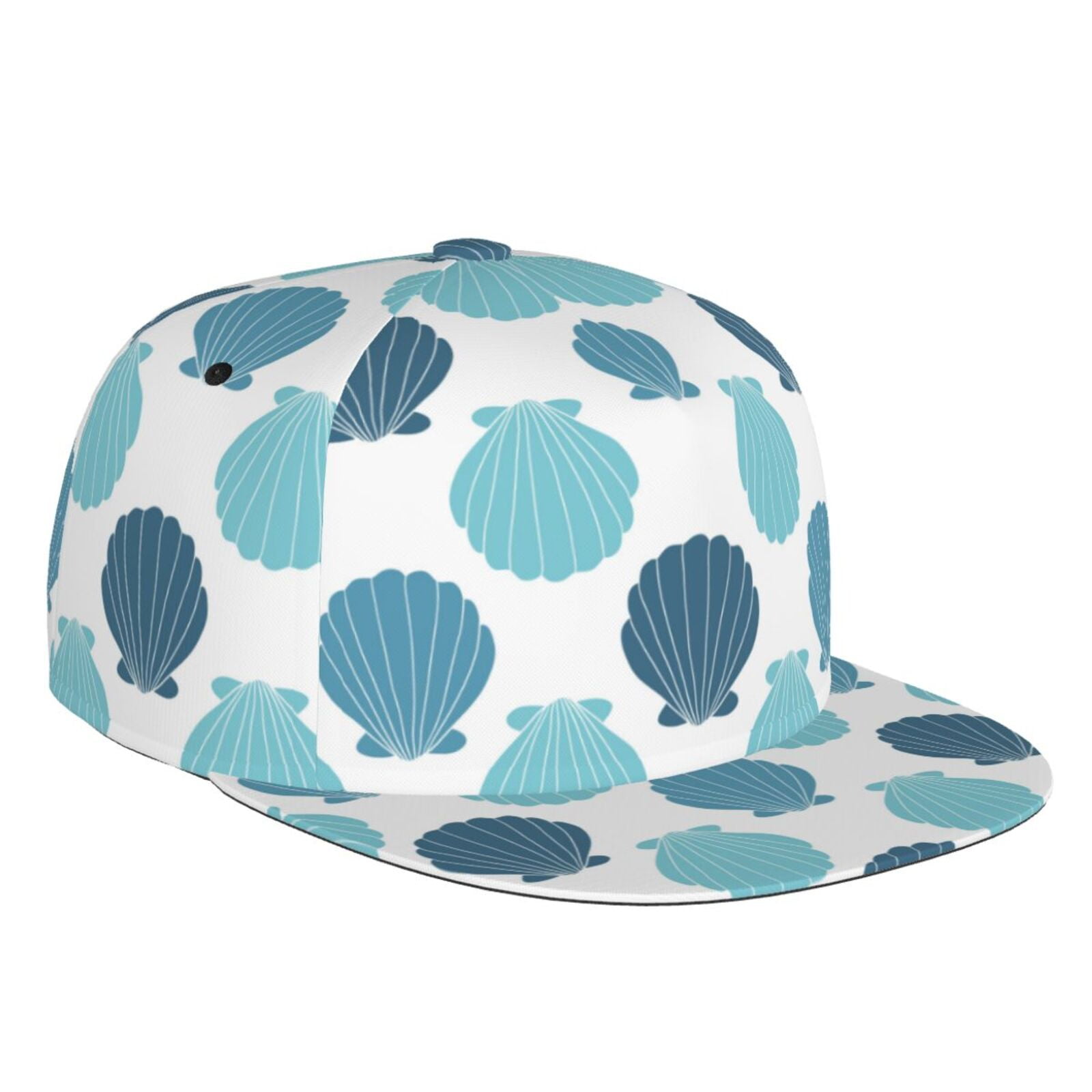 Adjustable Baseball Cap, Blue scallop Flat Bill Trucker Flat Brim Hats ...