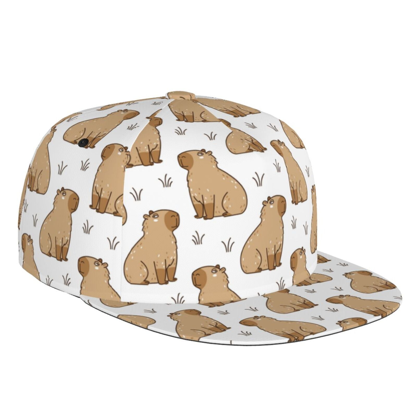 Adjustable Baseball Cap, Capybara Grass Flat Bill Trucker Flat Brim ...