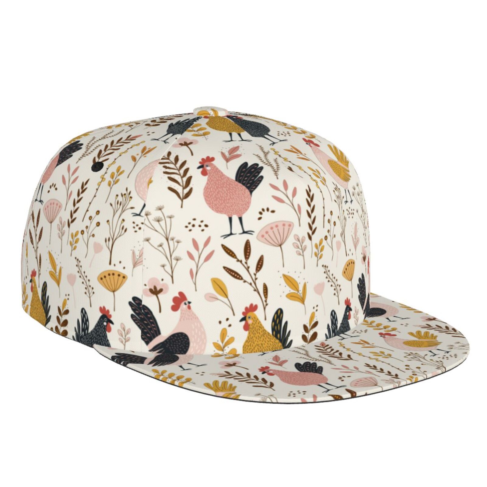 Adjustable Baseball Cap, Cartoon Chickens Flat Bill Trucker Flat Brim ...