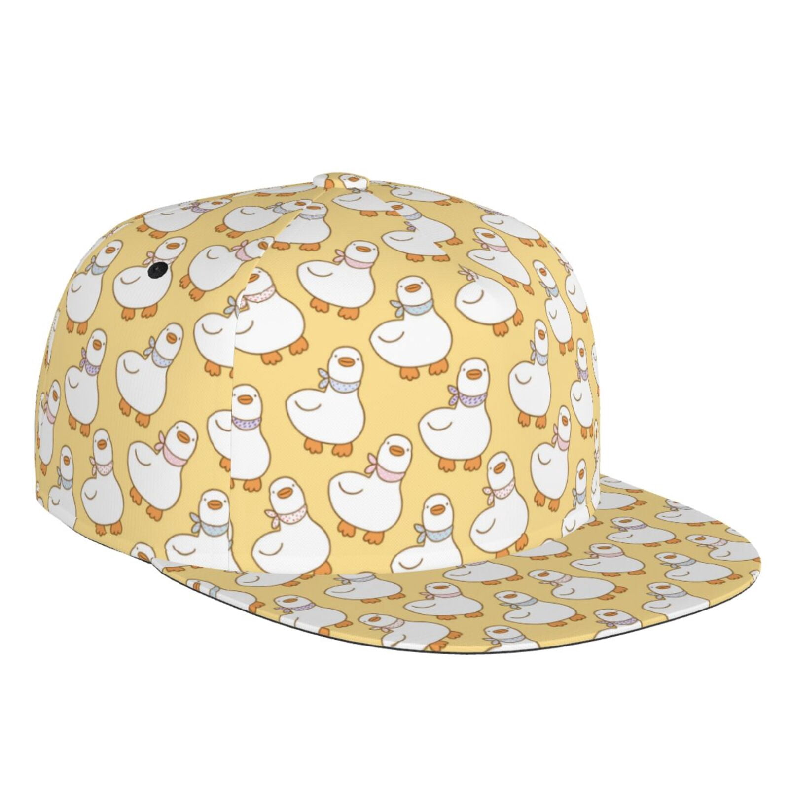 Adjustable Baseball Cap, Cartoon funny cute duck_A Flat Bill Trucker ...