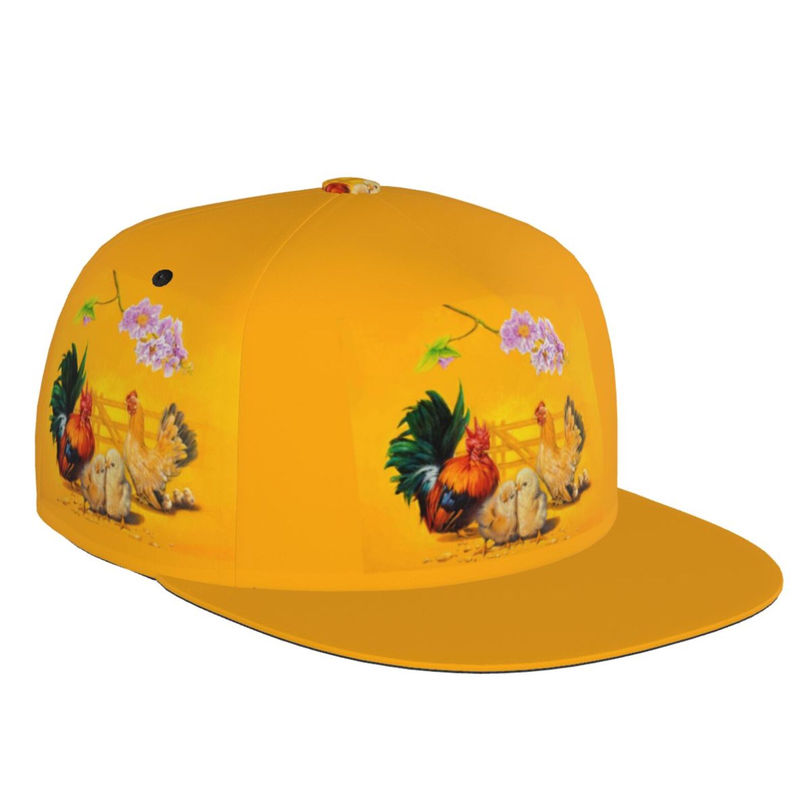 Adjustable Baseball Cap, Chicken Family Rooster Hen Chicks Flat Bill ...