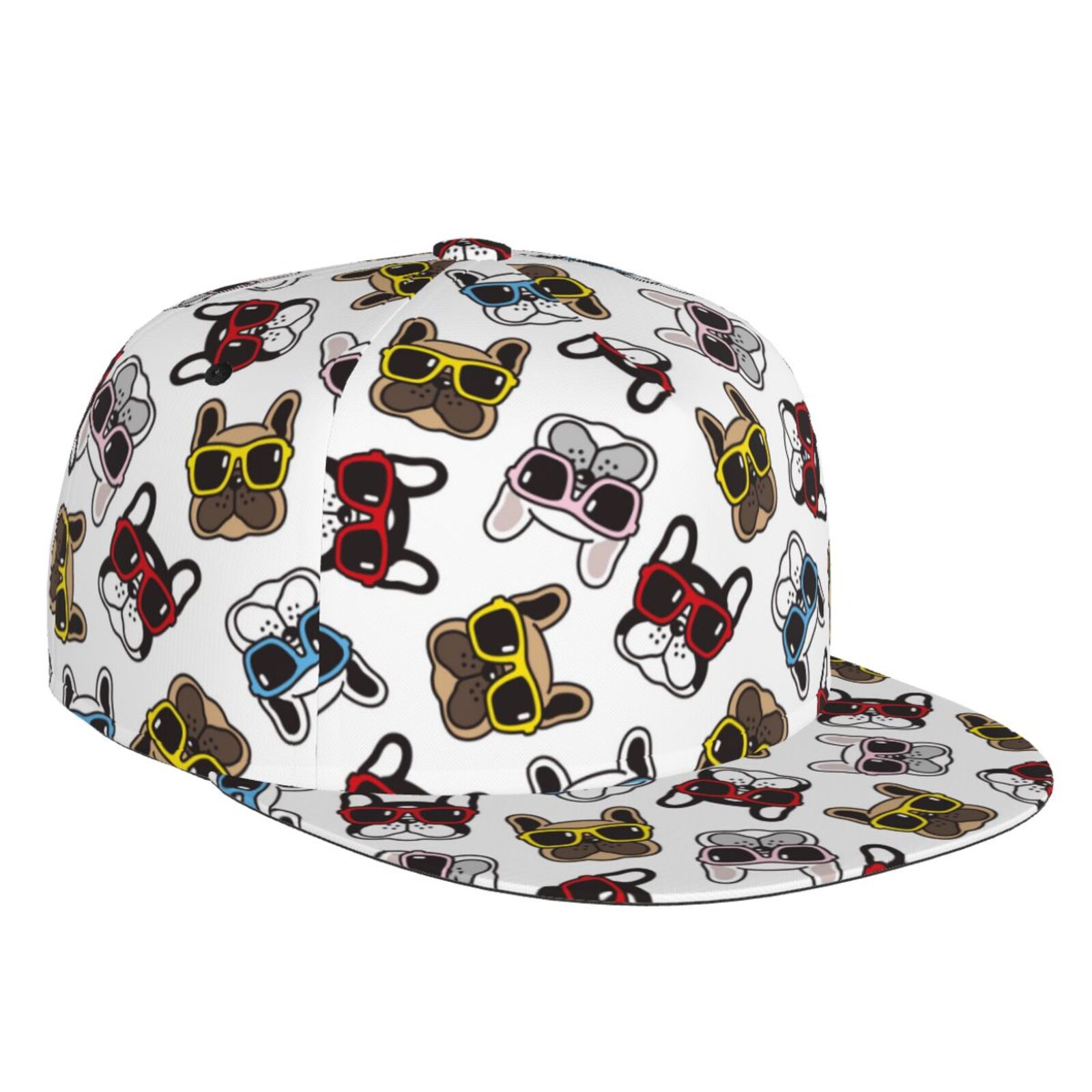 Adjustable Baseball Cap, Colorful Glasses French Bulldog Flat Bill ...