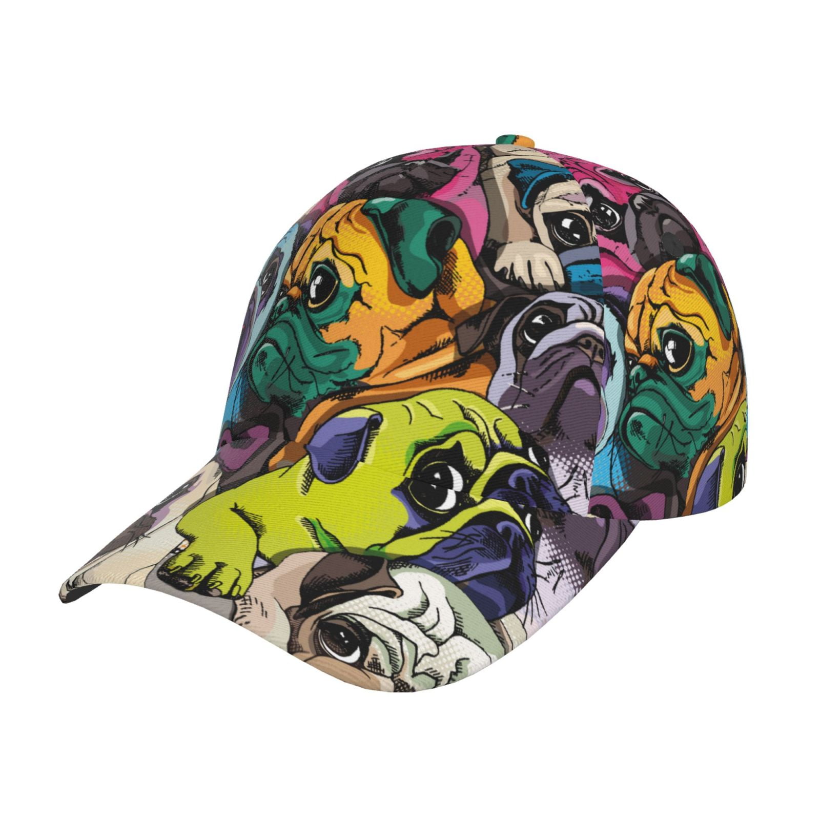 Adjustable Baseball Cap Colorful Pug Hats for Men and Women, Trucker ...