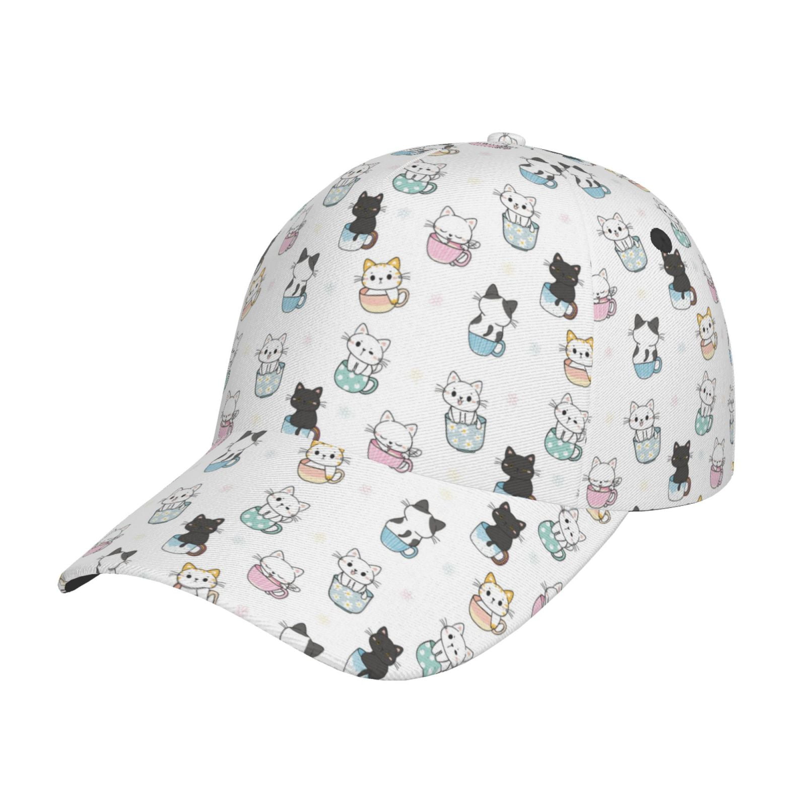 Adjustable Baseball Cap, Cute Cartoon Hand Drawn Cat Hats For Men And ...
