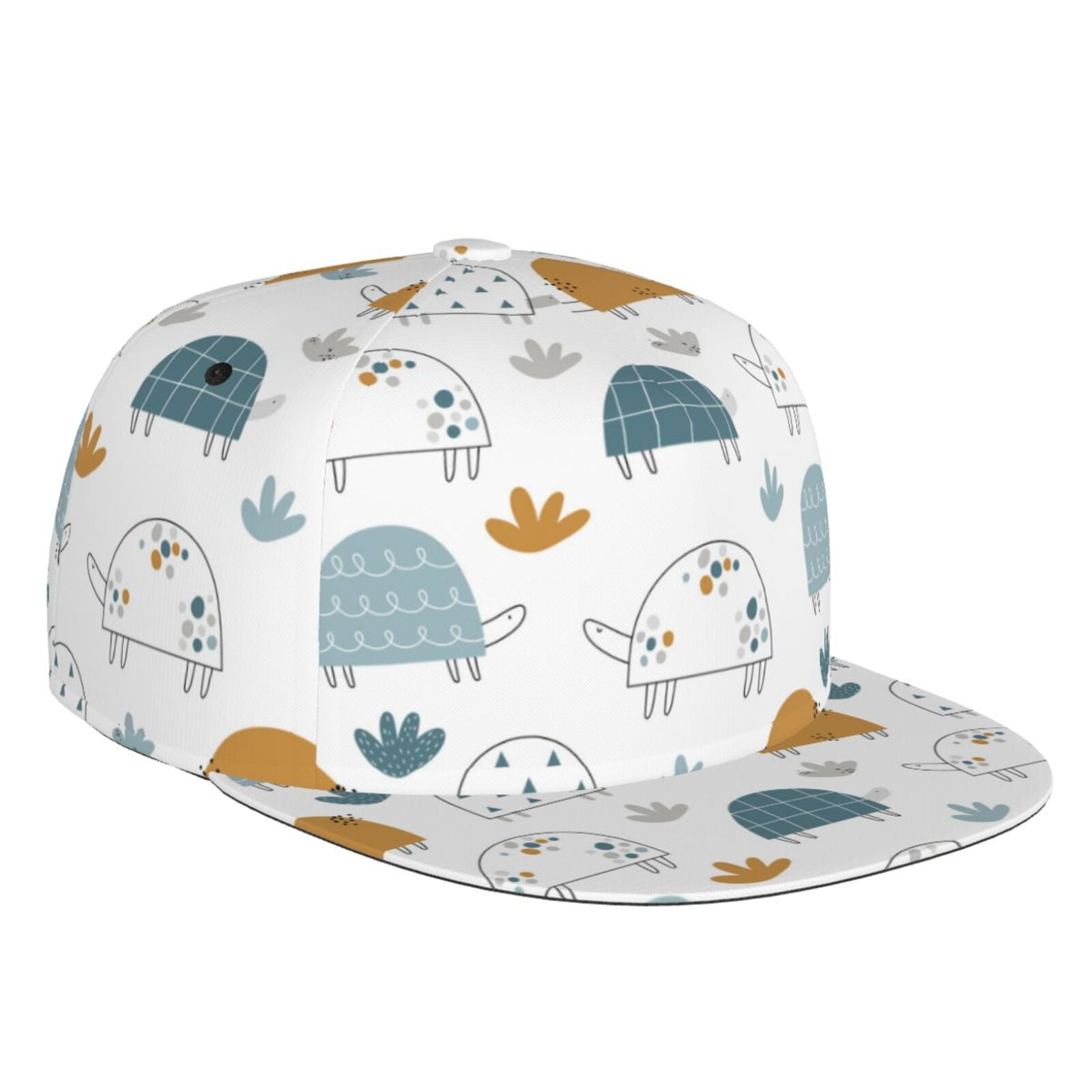 Adjustable Baseball Cap, Cute Doodle Turtles Flat Bill Trucker Flat ...