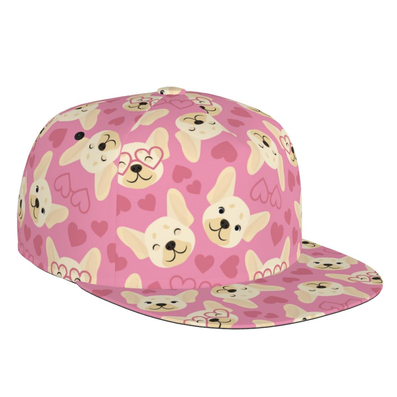 Adjustable Baseball Cap, Cute French Bulldog Love Glasses Flat Bill ...