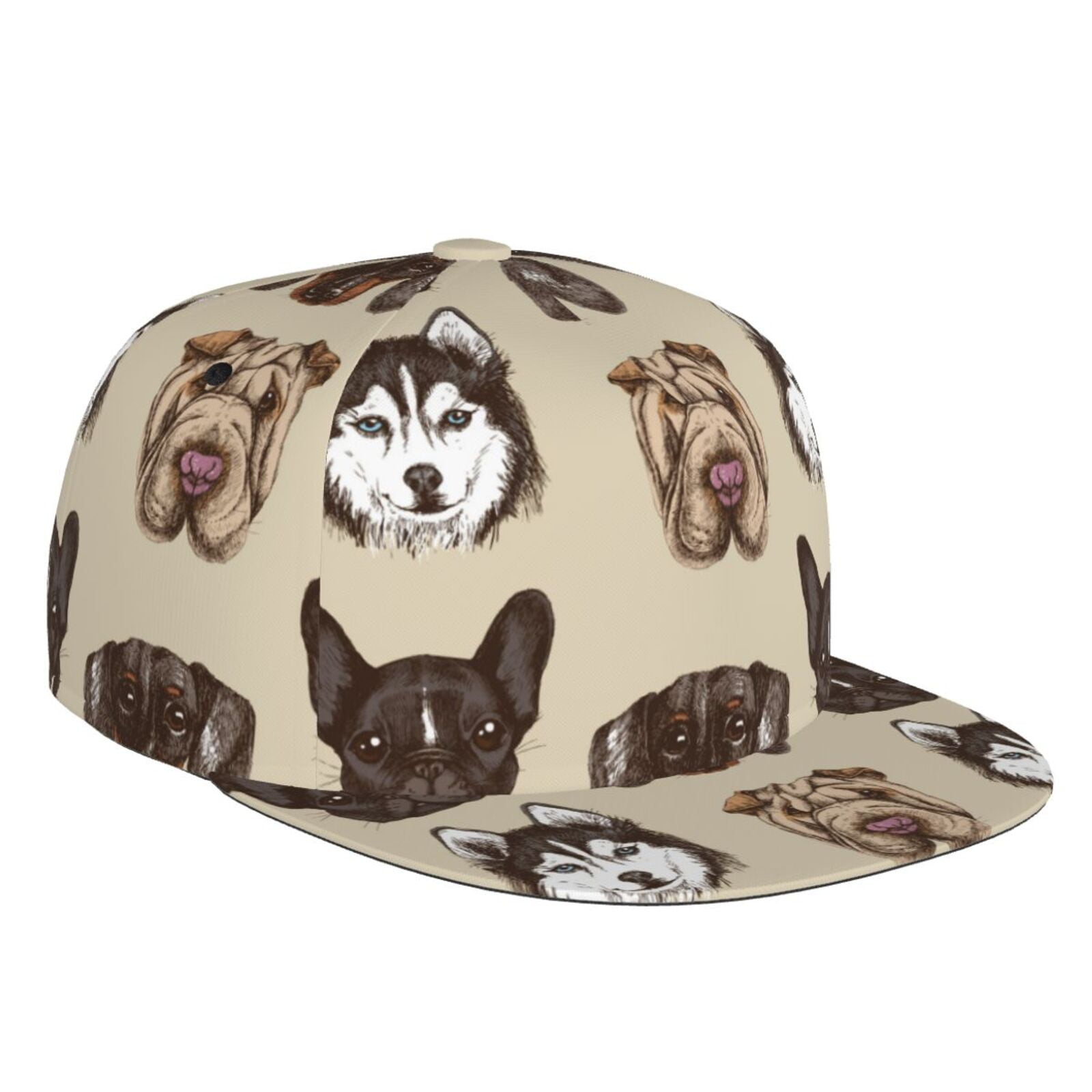 Adjustable Baseball Cap, Cute Husky French Bulldog Dog Flat Bill ...