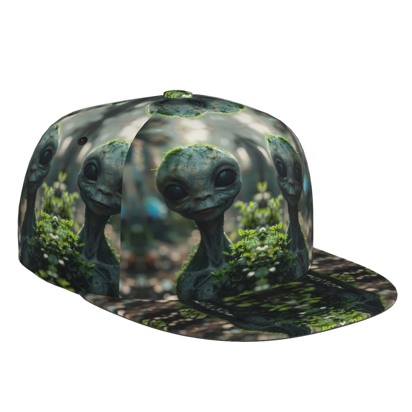 Adjustable Baseball Cap, Cute Saucerman With Big Eyes Flat Bill Trucker ...