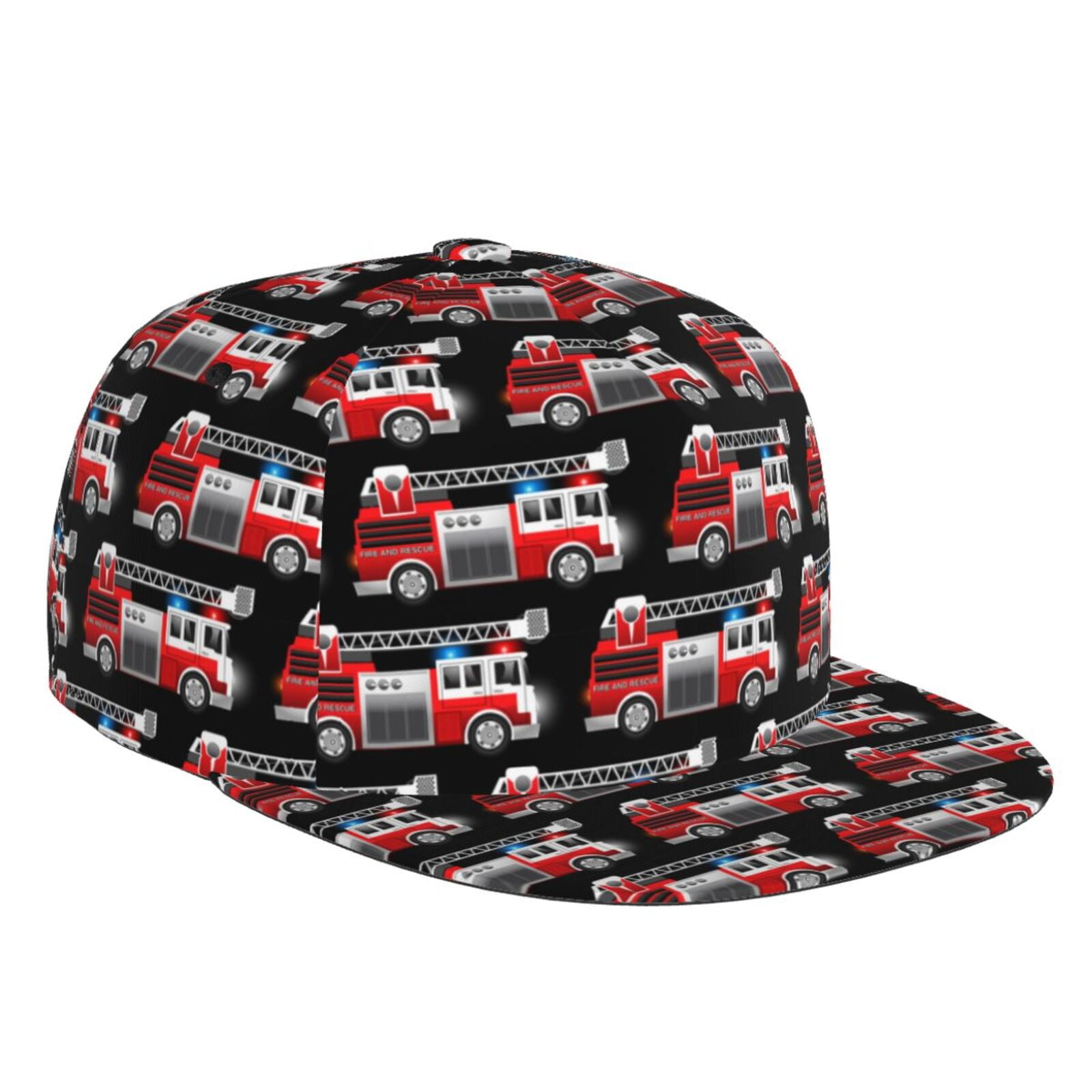 Adjustable Baseball Cap, Fire and Rescue Truck Flat Bill Trucker Flat ...