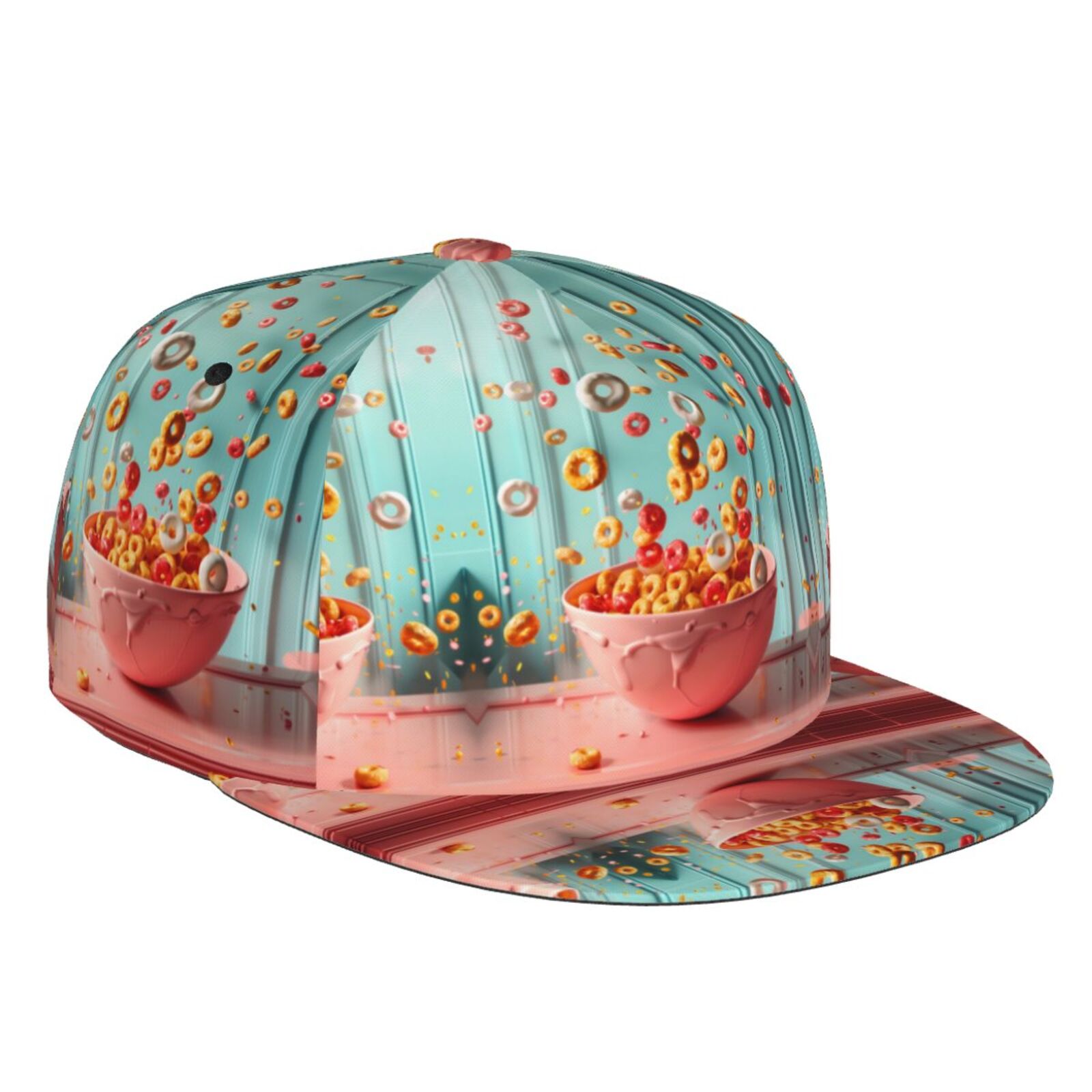 Adjustable Baseball Cap, Floating Colorful Cereal Flat Bill Trucker ...