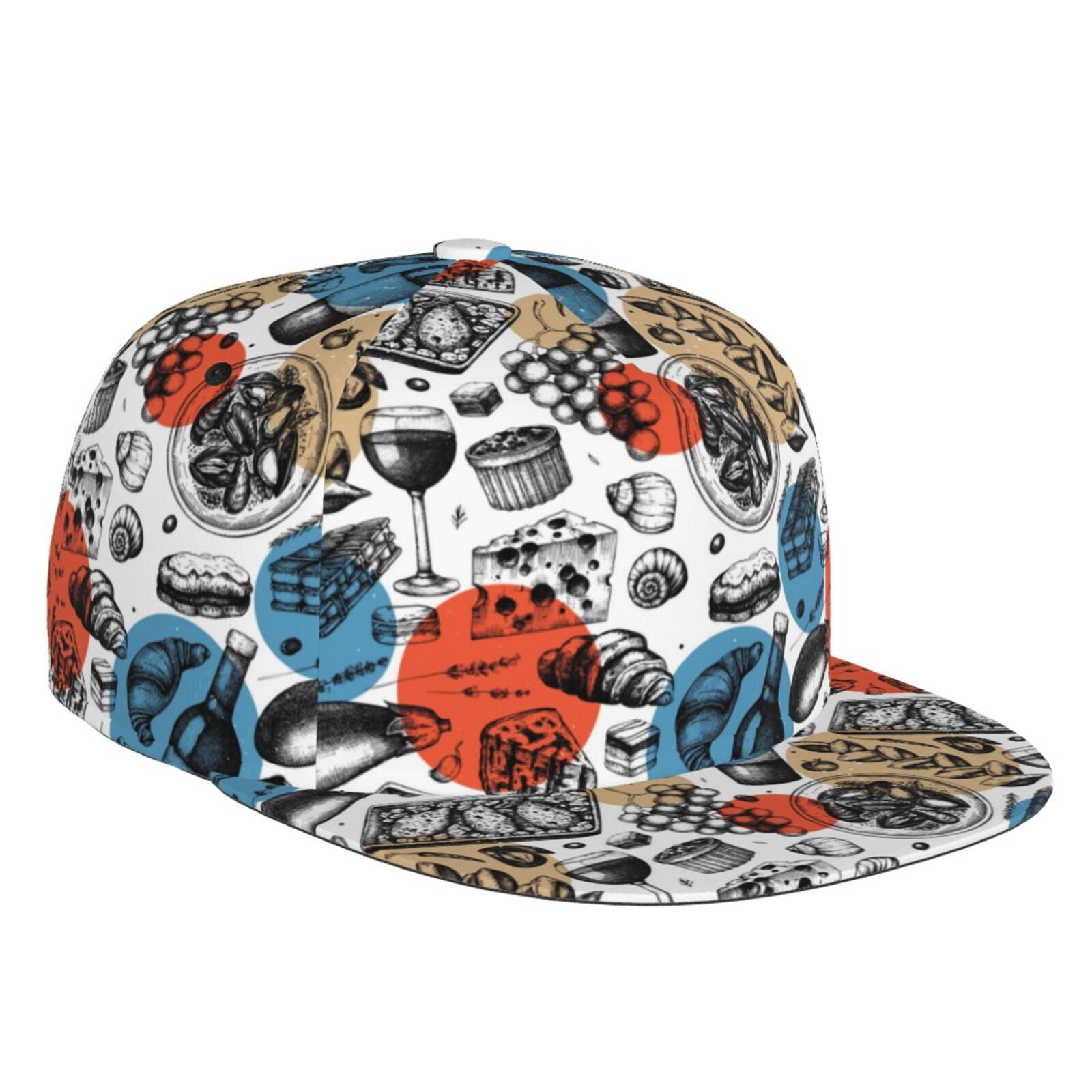 Adjustable Baseball Cap, French Food Flat Bill Trucker Flat Brim Hats ...