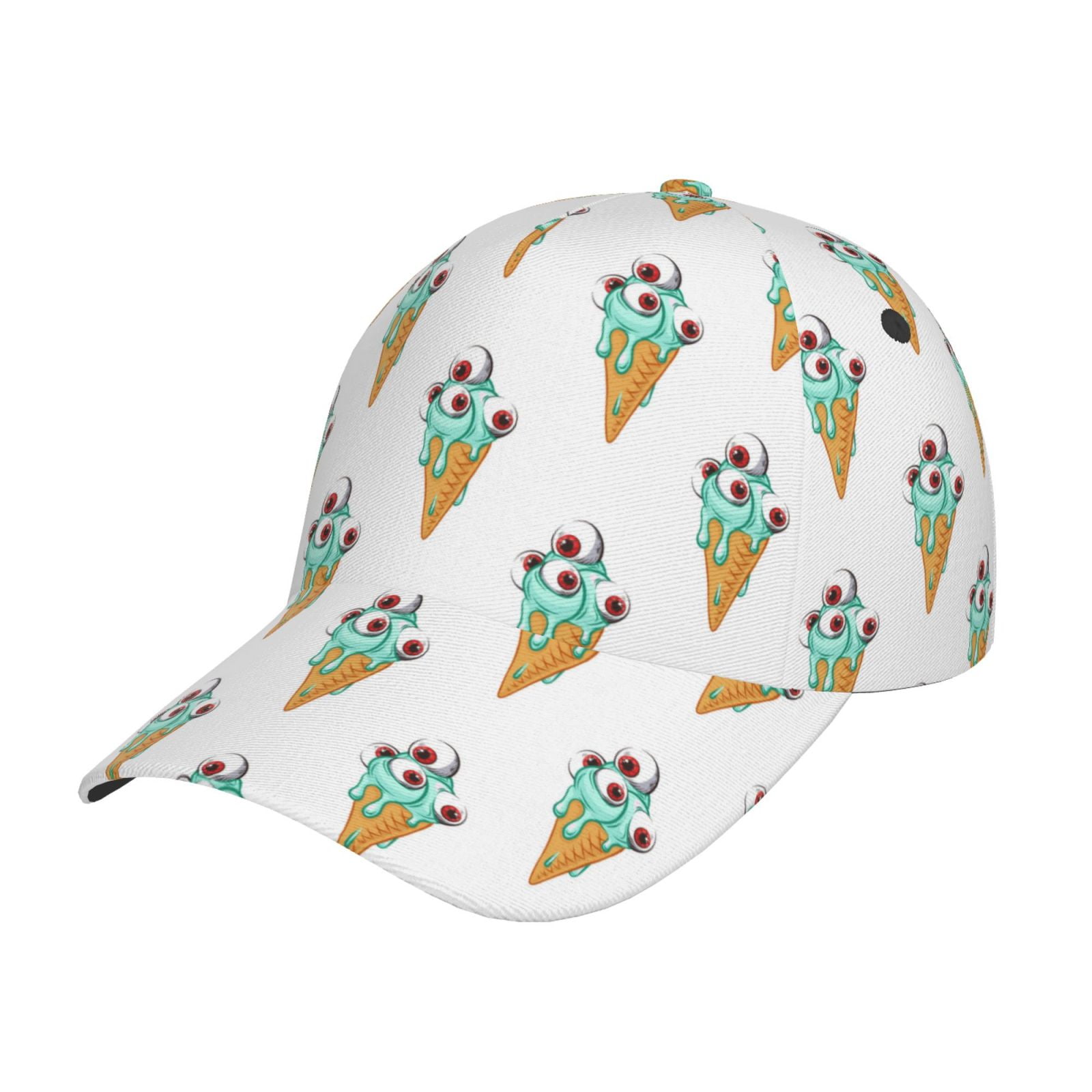 Adjustable Baseball Cap, Fun Green Ice Cream Print Hats For Men And ...