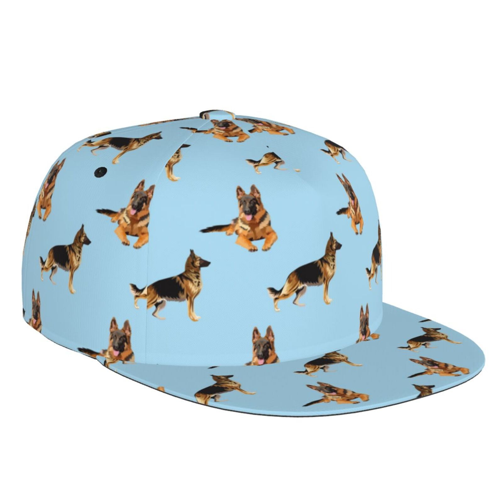 Adjustable Baseball Cap, German Shepherd Dog Blue Flat Bill Trucker ...