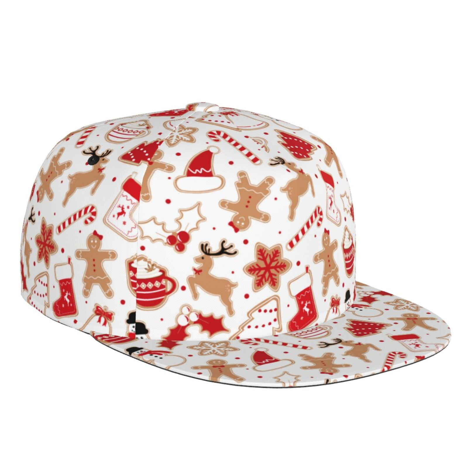 Adjustable Baseball Cap, Gingerbread Holiday Sweets Flat Bill Trucker ...