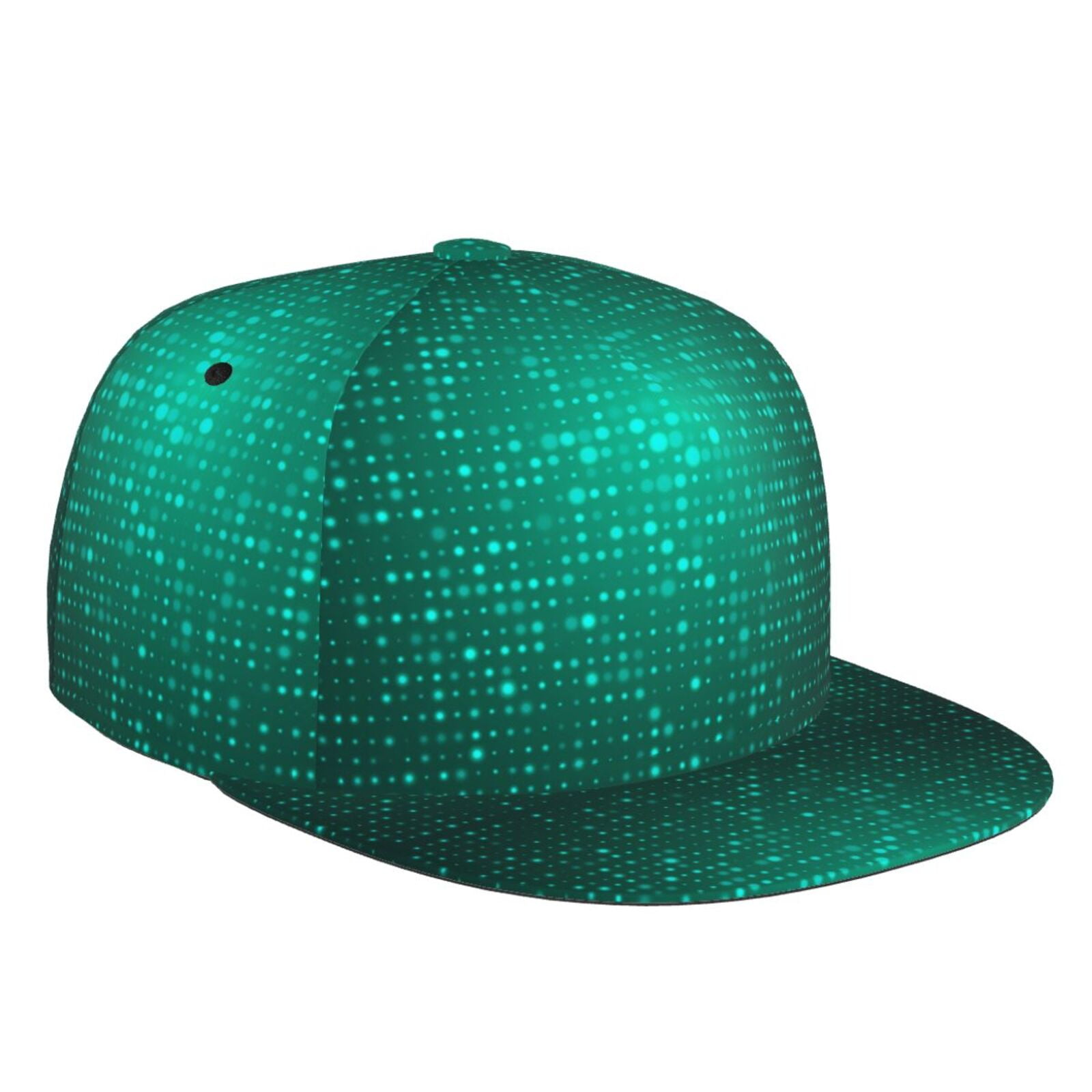 Adjustable Baseball Cap, Green Dotted Pattern Flat Bill Trucker Flat ...