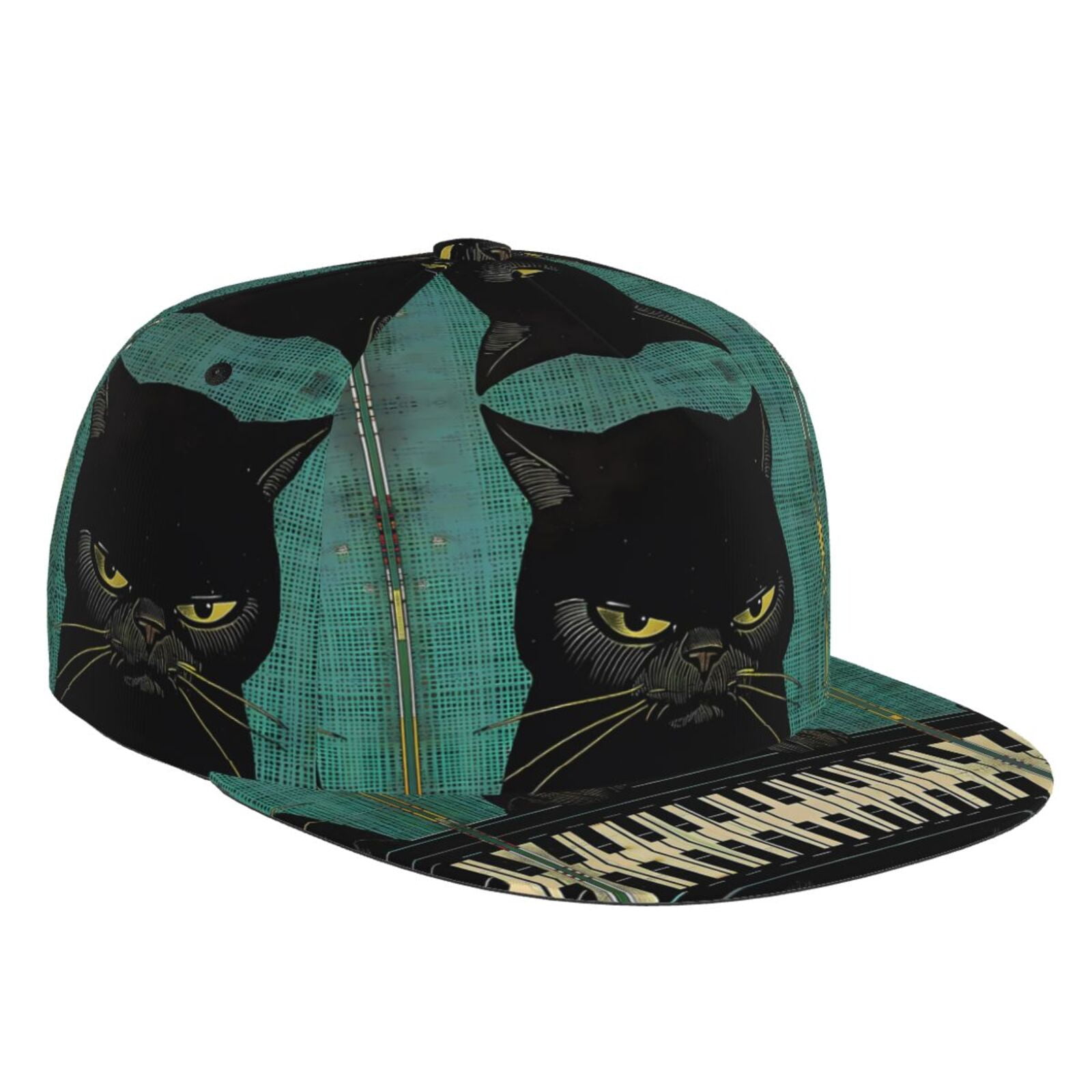 Adjustable Baseball Cap, Grumpy Cat Pianist Flat Bill Trucker Flat Brim ...