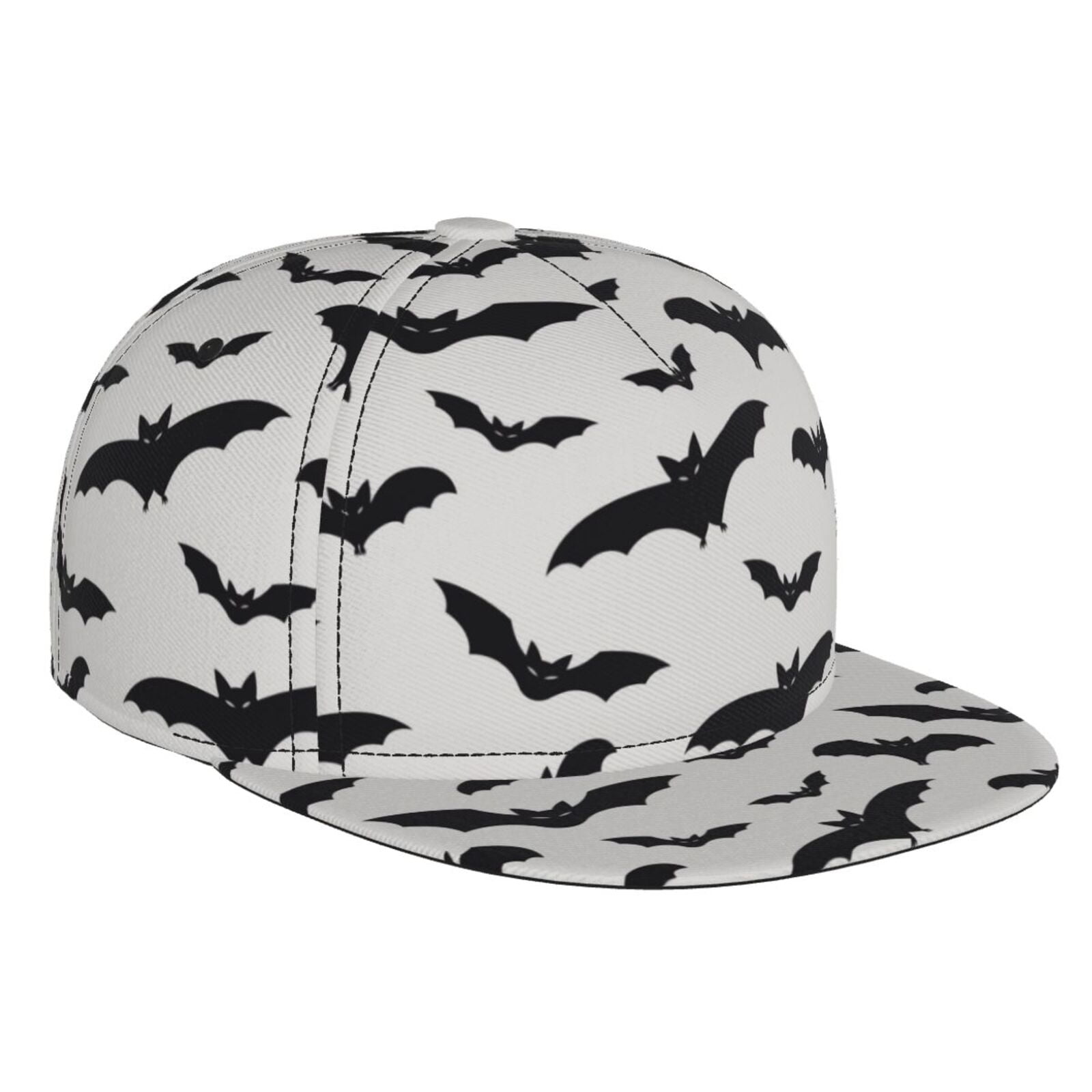 Adjustable Baseball Cap, Halloween bats grey cool print Flat Bill Trucker Flat Brim Hats Dad Hat ...