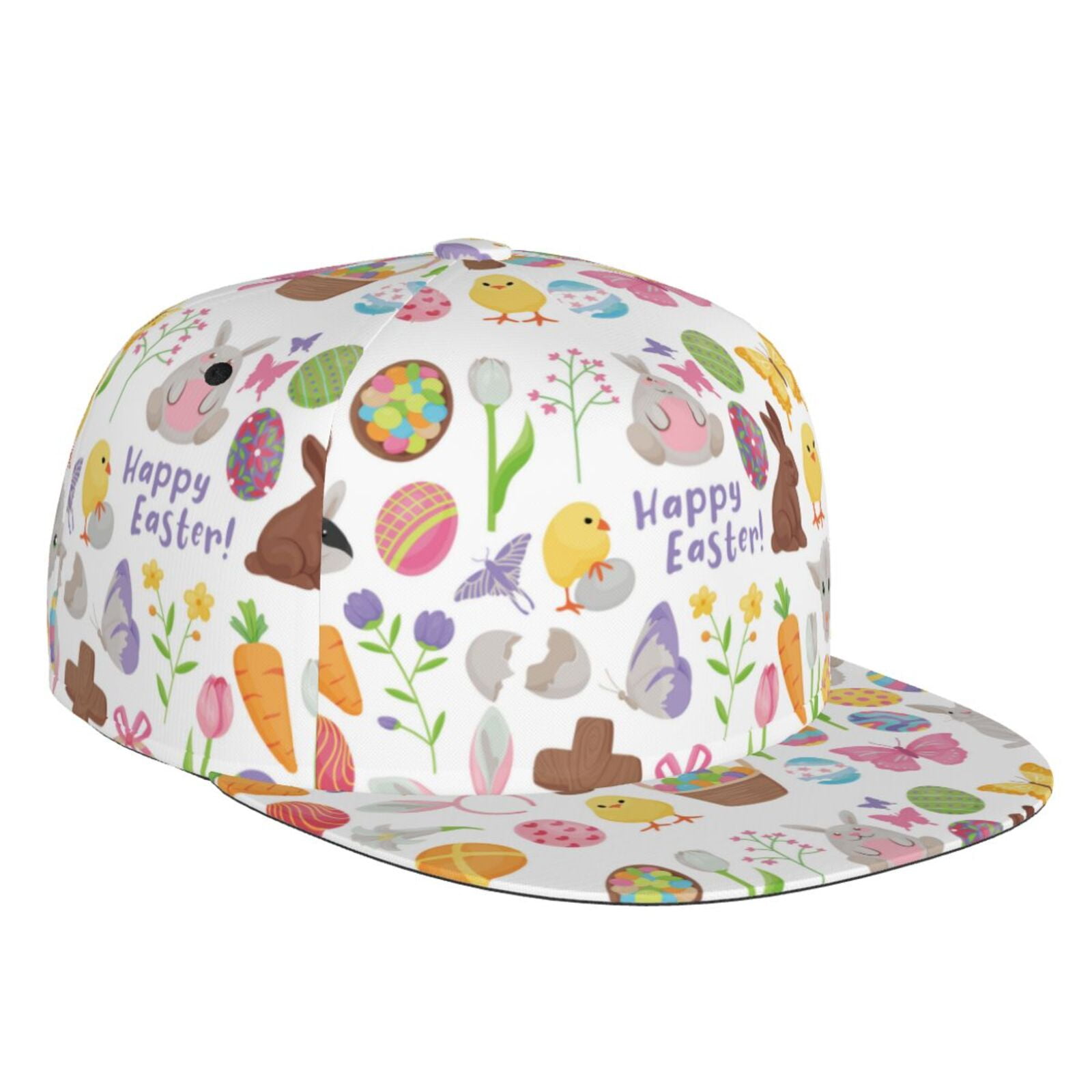 Adjustable Baseball Cap, Happy Easter1 Flat Bill Trucker Flat Brim Hats Dad Hat for Men Women ...