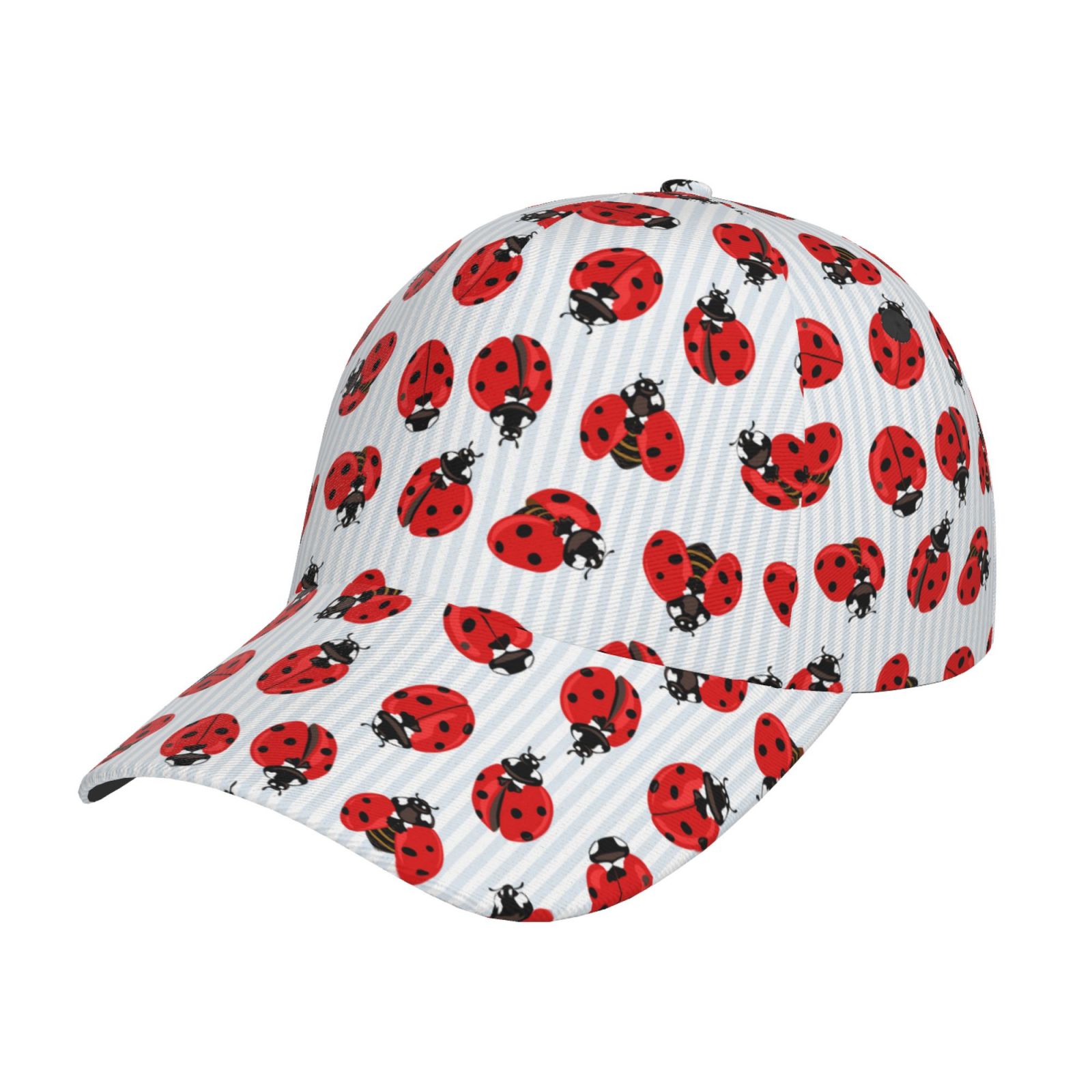 Adjustable Baseball Cap Ladybug On Blue Stripes Hats for Men and Women ...