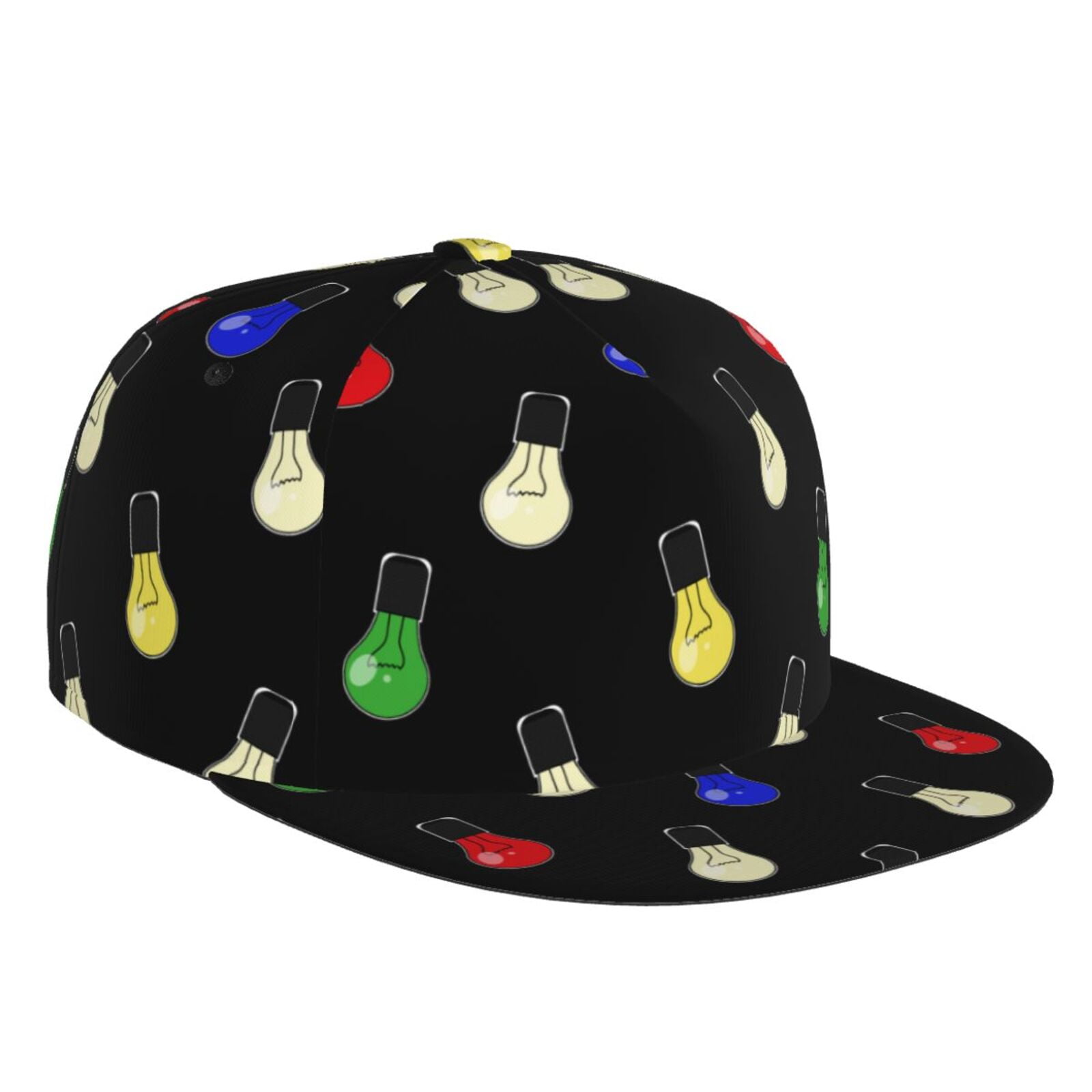Adjustable Baseball Cap, Light Bulb Print colorful Flat Bill Trucker ...