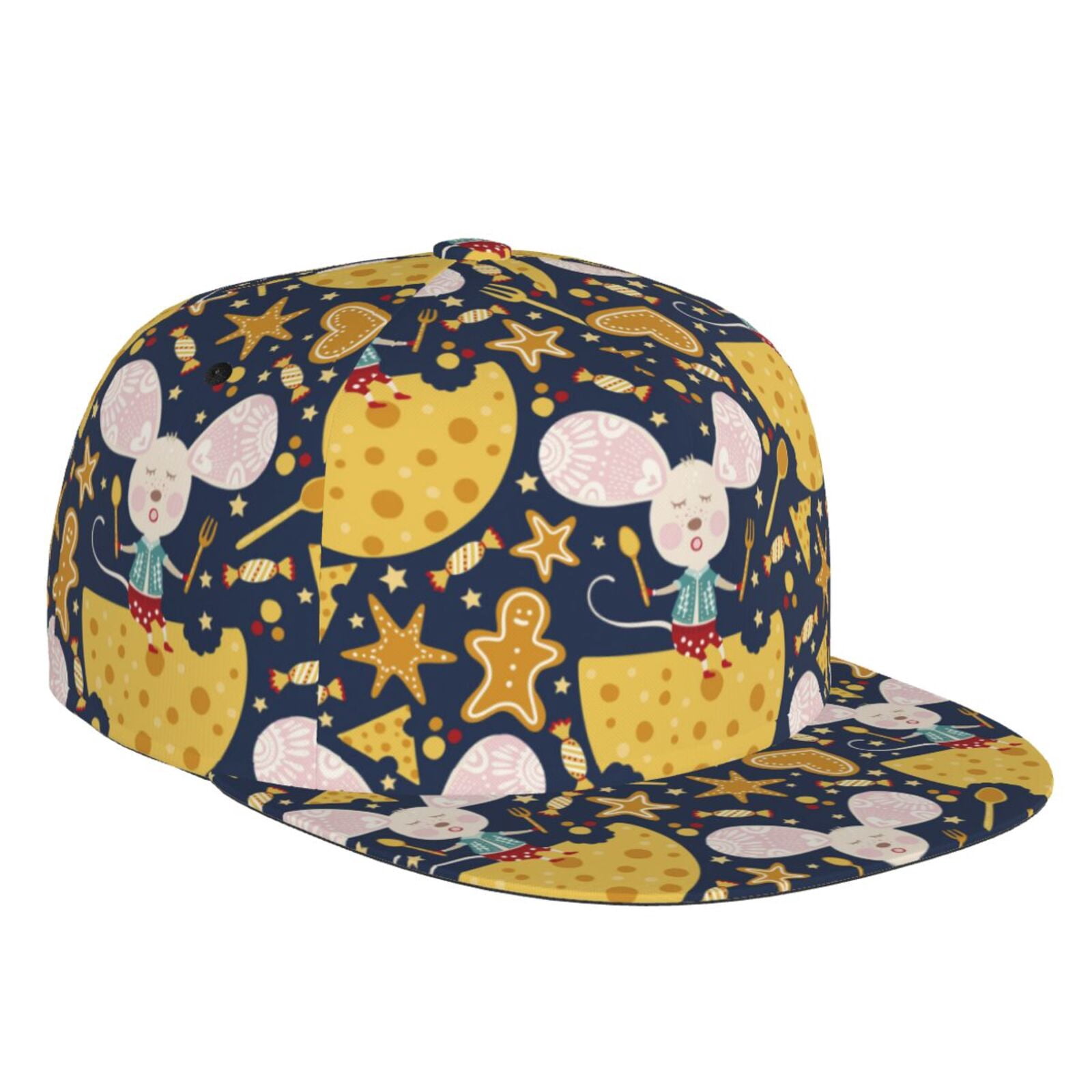 Adjustable Baseball Cap, Mouse Cheese Flat Bill Trucker Flat Brim Hats ...