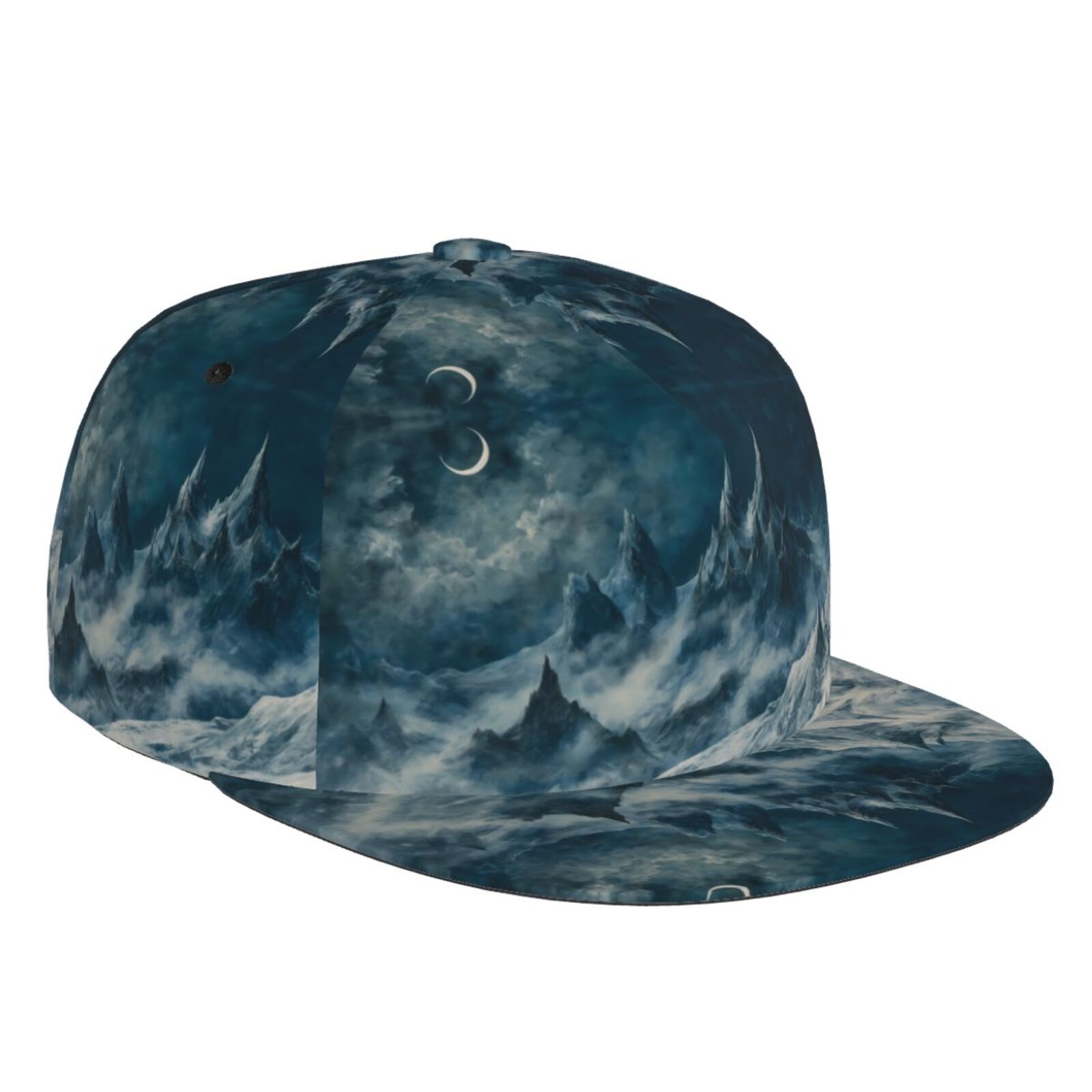 Adjustable Baseball Cap, Mysterious Moonlit Mountains Flat Bill Trucker ...