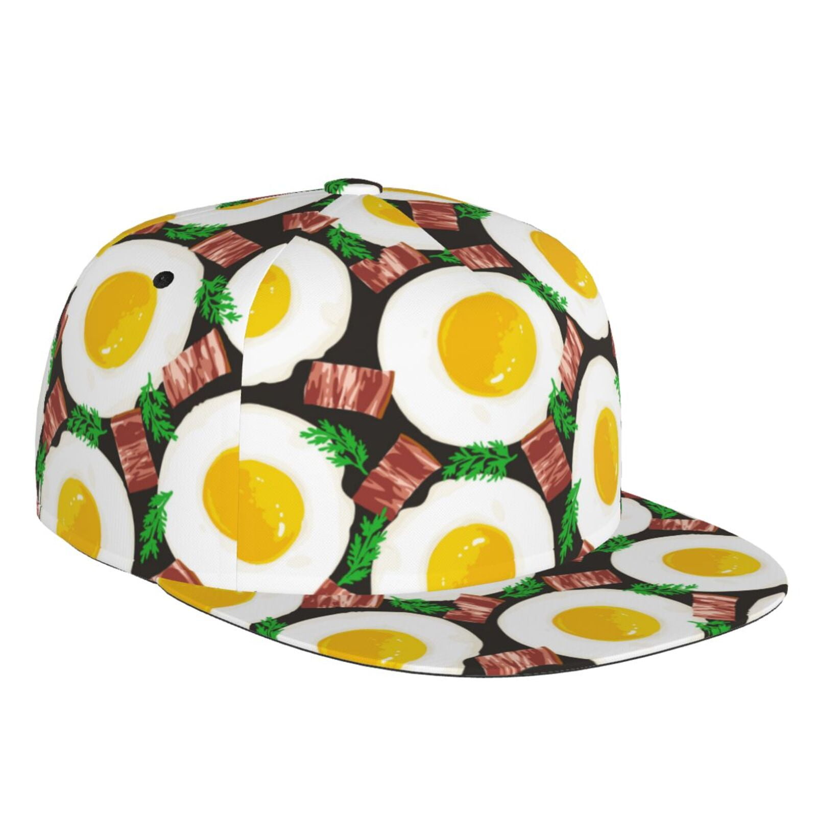 Adjustable Baseball Cap, Poached Eggs Bacon Rosemary Flat Bill Trucker ...