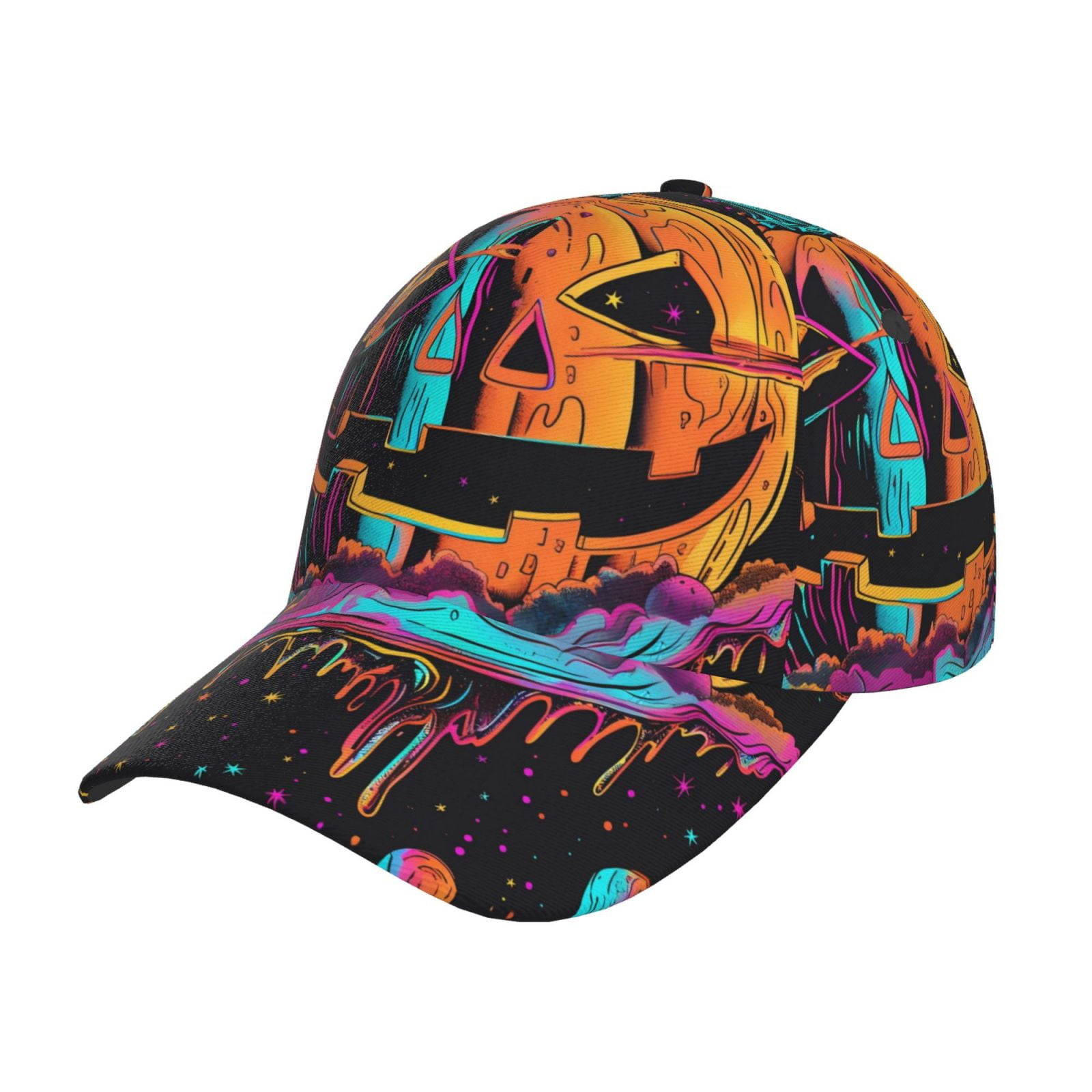 Adjustable Baseball Cap Psychedelic Halloween Space Pumpkin Hats for ...