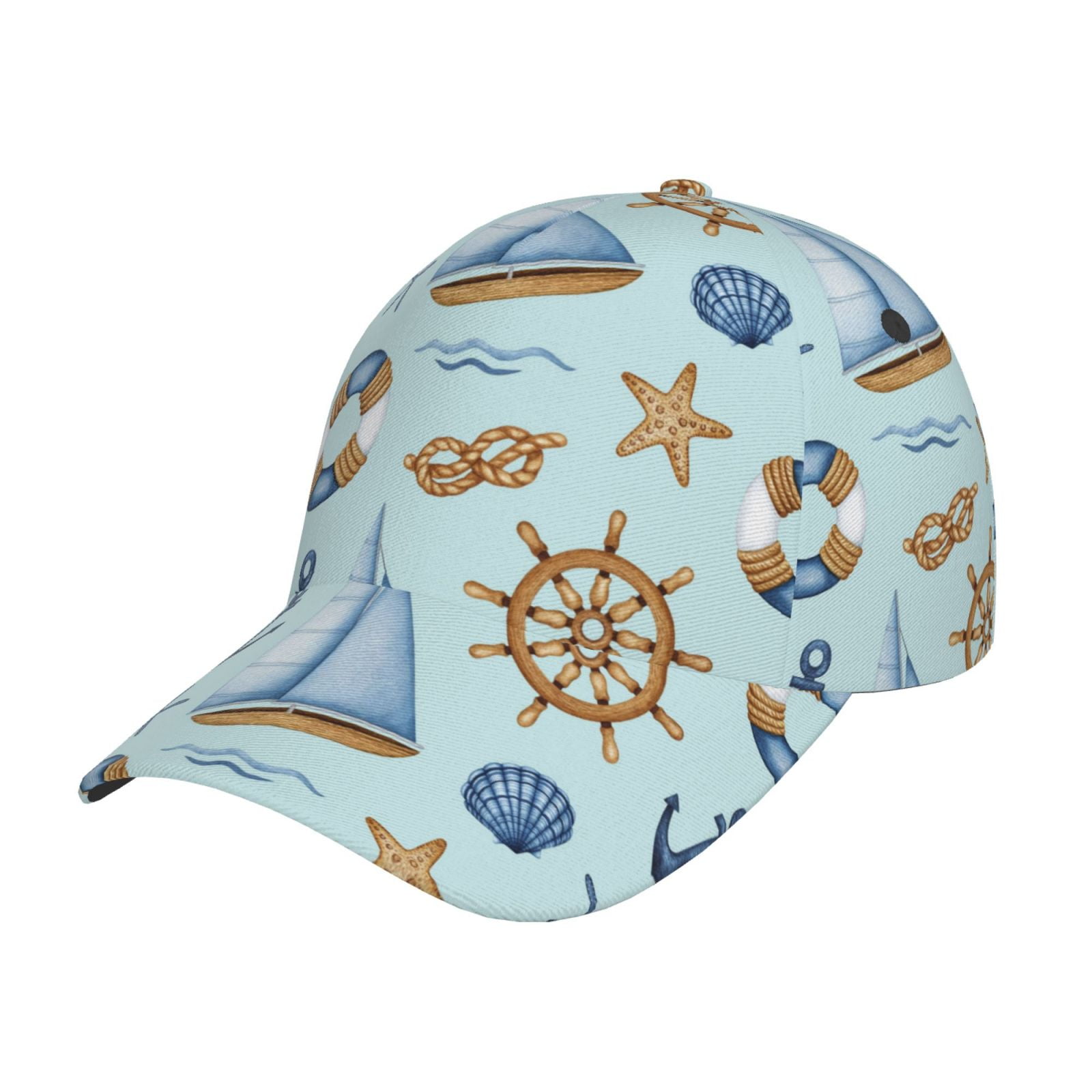 Adjustable Baseball Cap, Sailboat Steering Wheel Anchor Vintage Hats ...