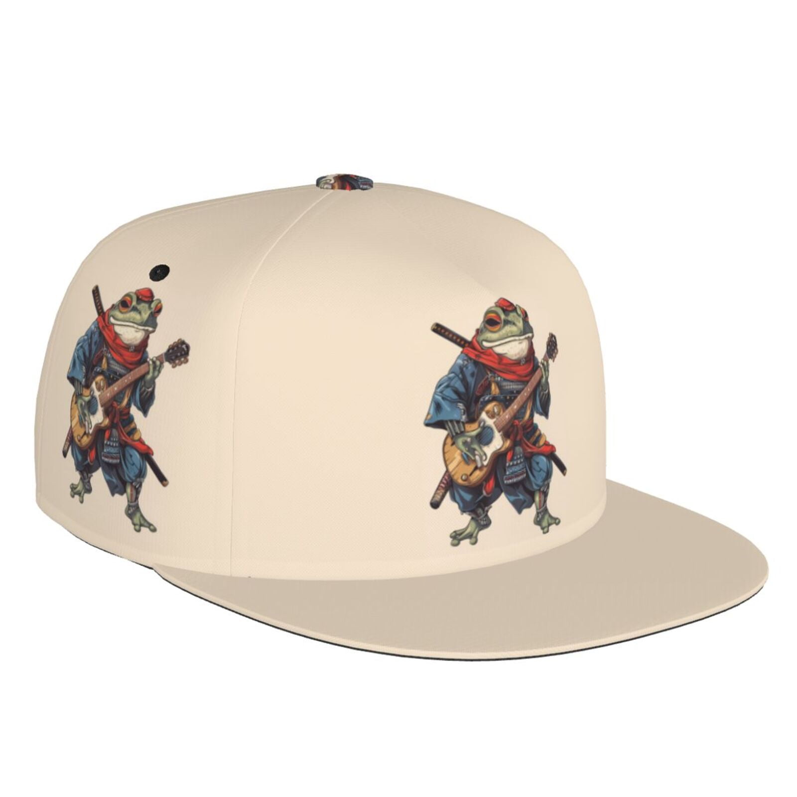 Adjustable Baseball Cap, Samurai Frog Guitar Flat Bill Trucker Flat ...