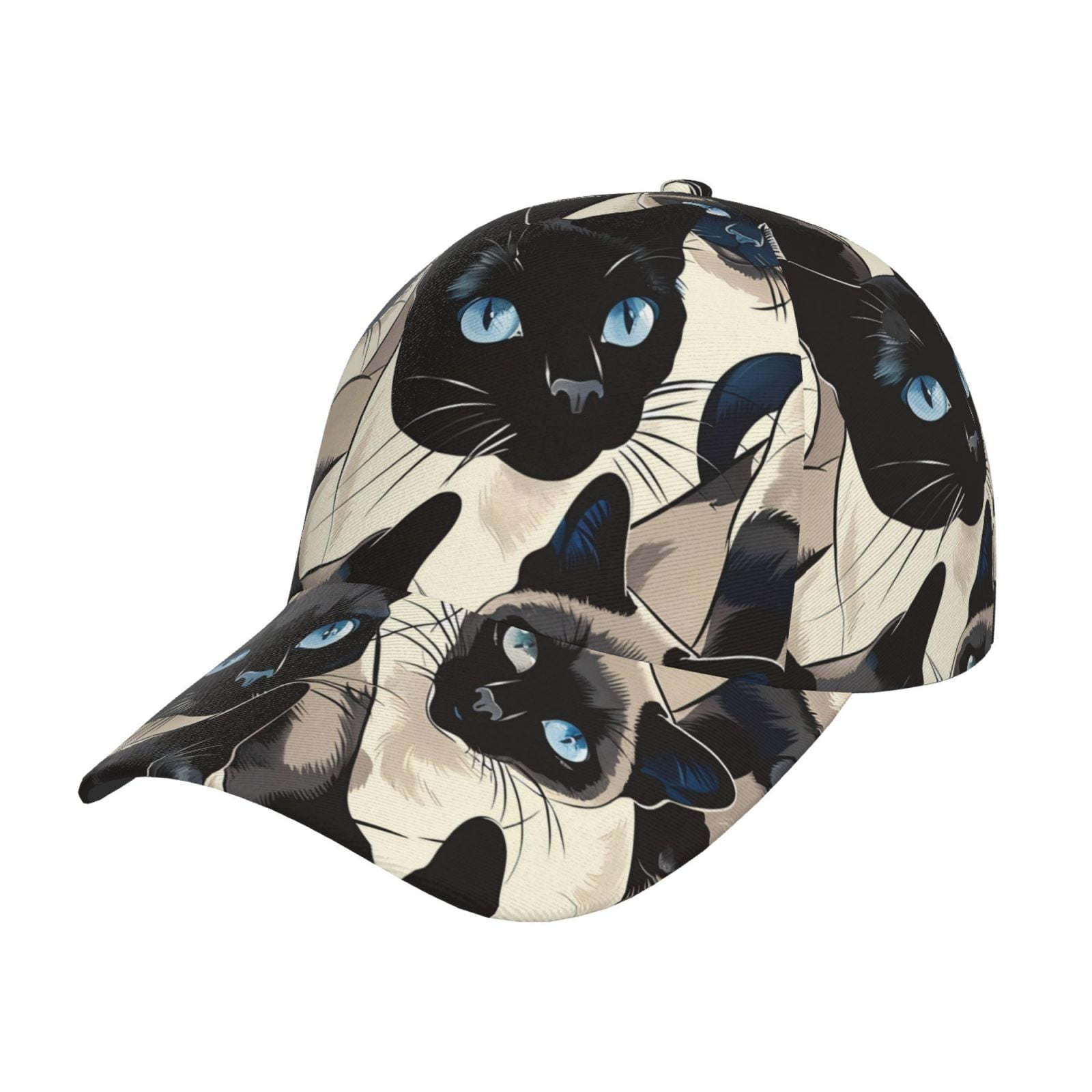 Adjustable Baseball Cap Siamese Cat Blue Eyes Pattern Hats for Men and ...