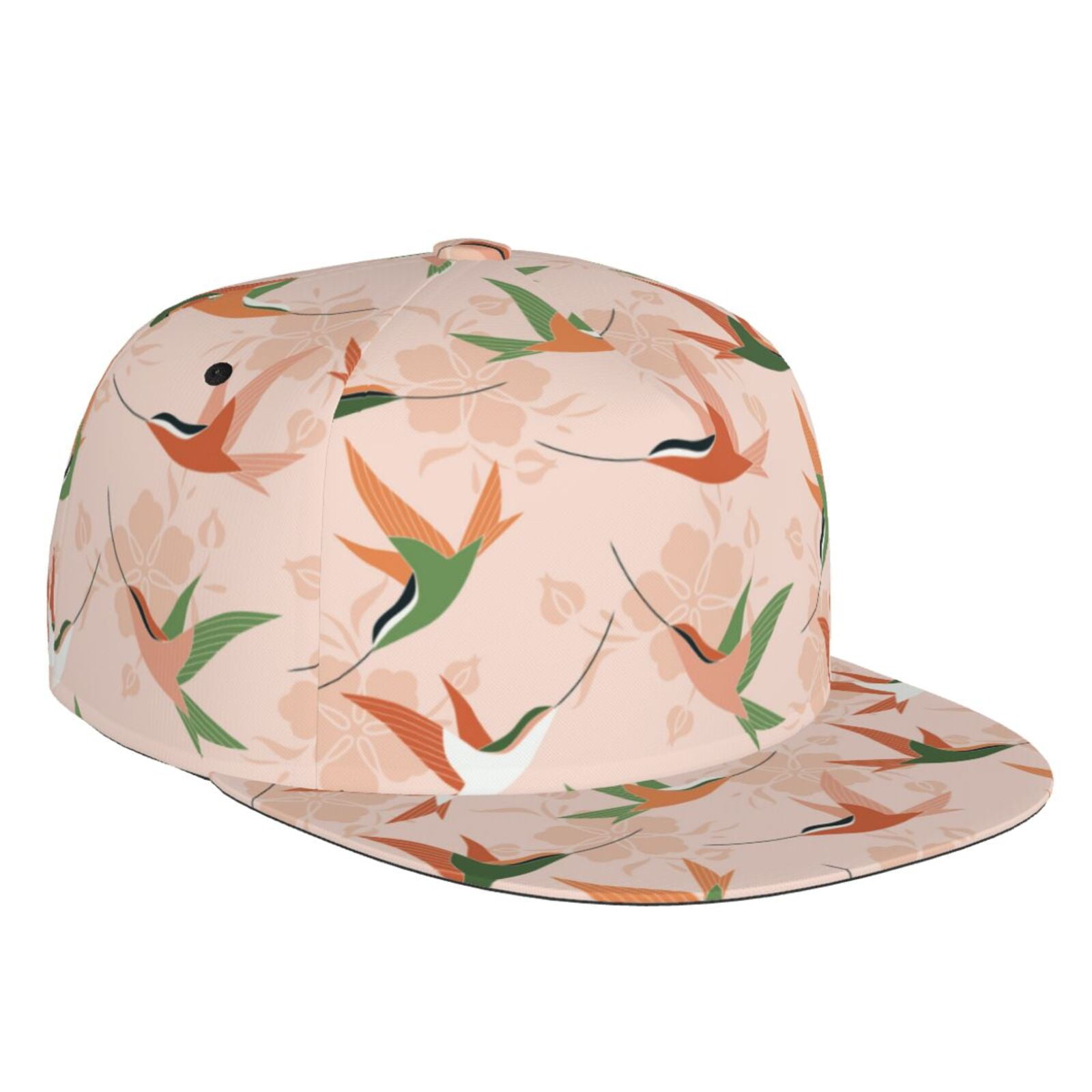 Adjustable Baseball Cap, Simple Hummingbird Floral Print Flat Bill ...