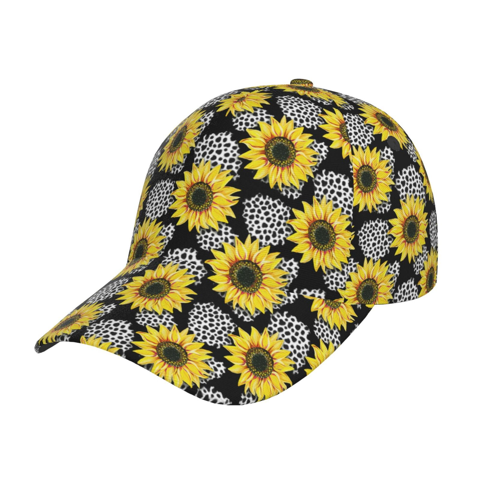 Adjustable Baseball Cap Sunflowers leopard black Hats for Men and Women ...
