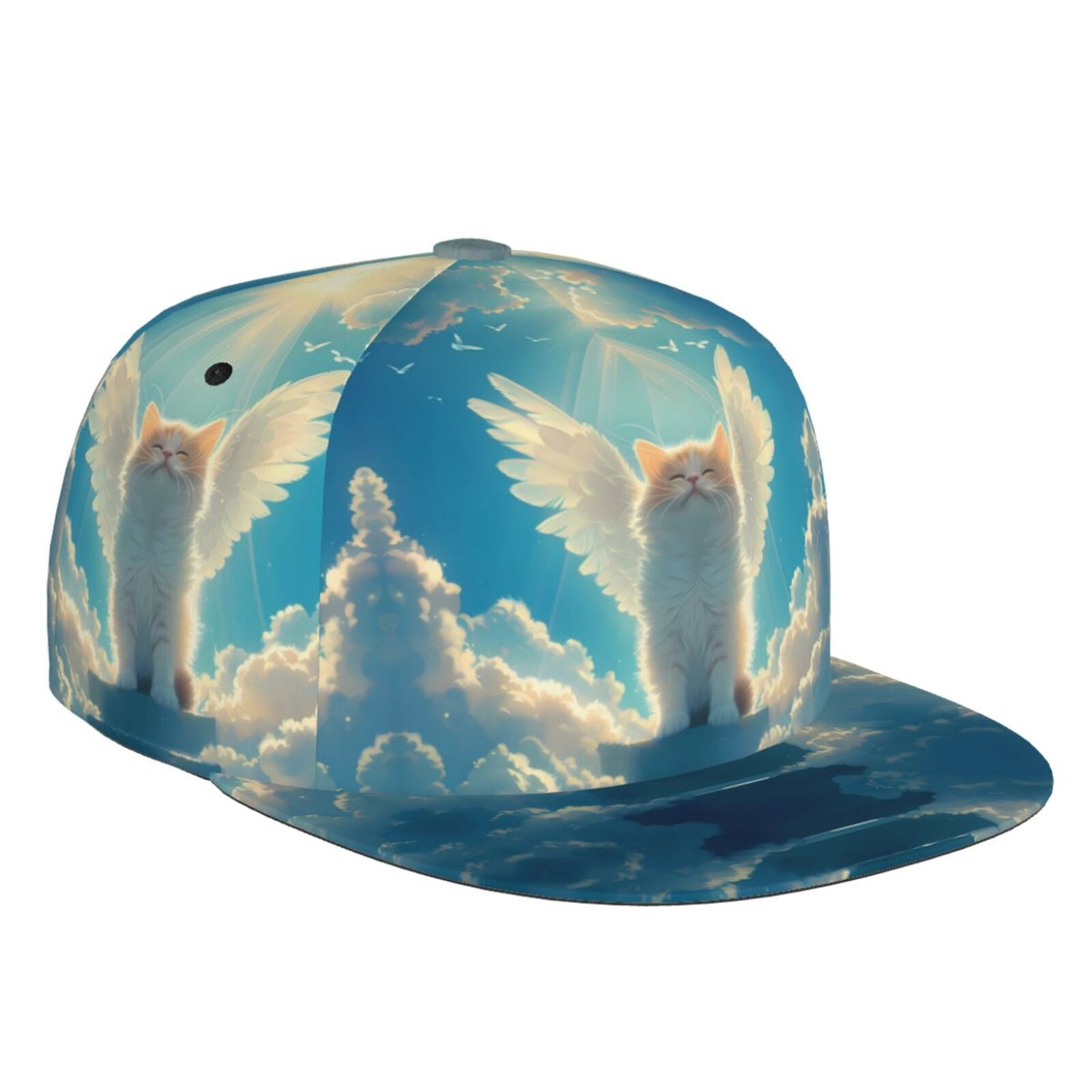 Adjustable Baseball Cap, Sunshine Cute Winged Cat Flat Bill Trucker ...