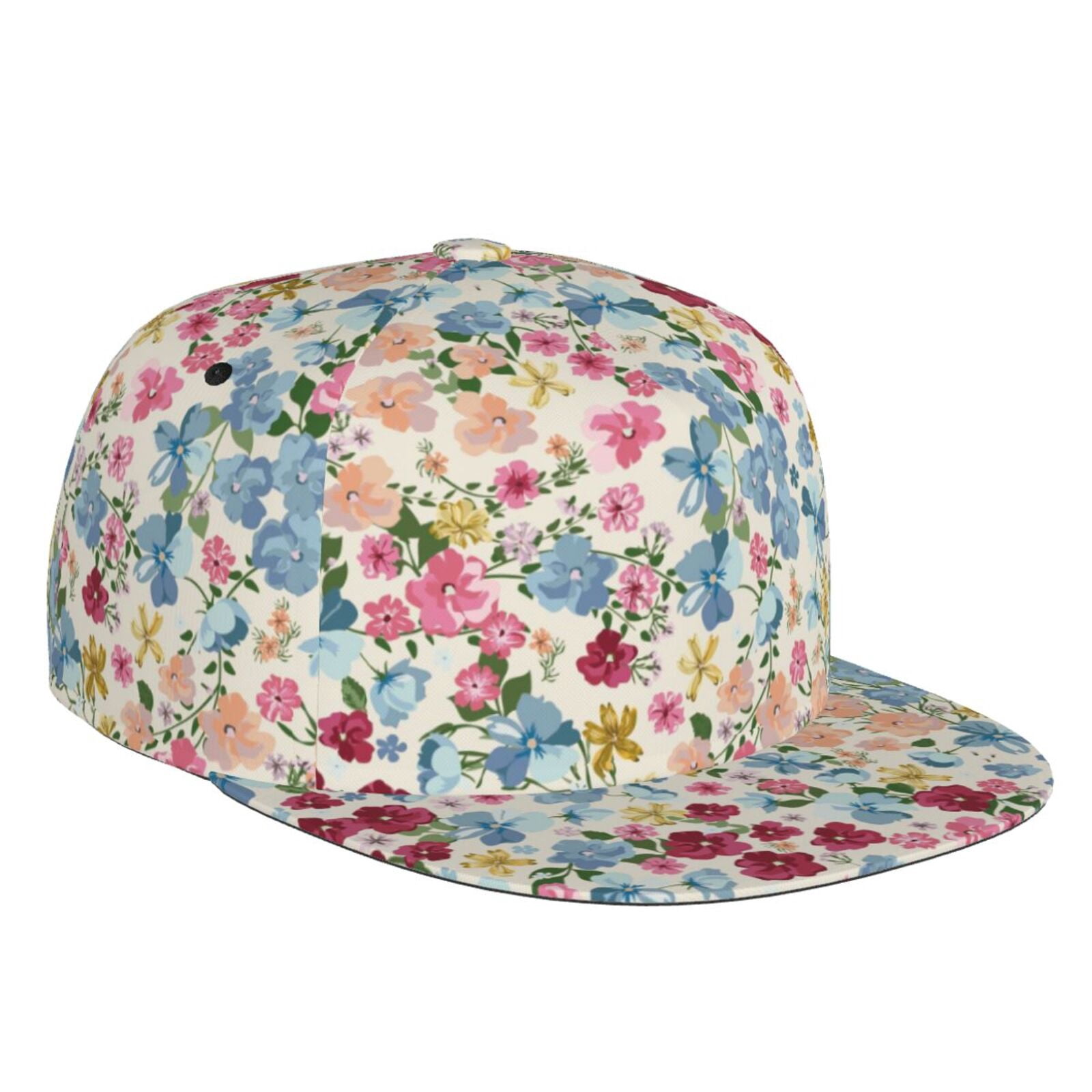 Adjustable Baseball Cap, Trendy Floral Design A Flat Bill Trucker Flat ...
