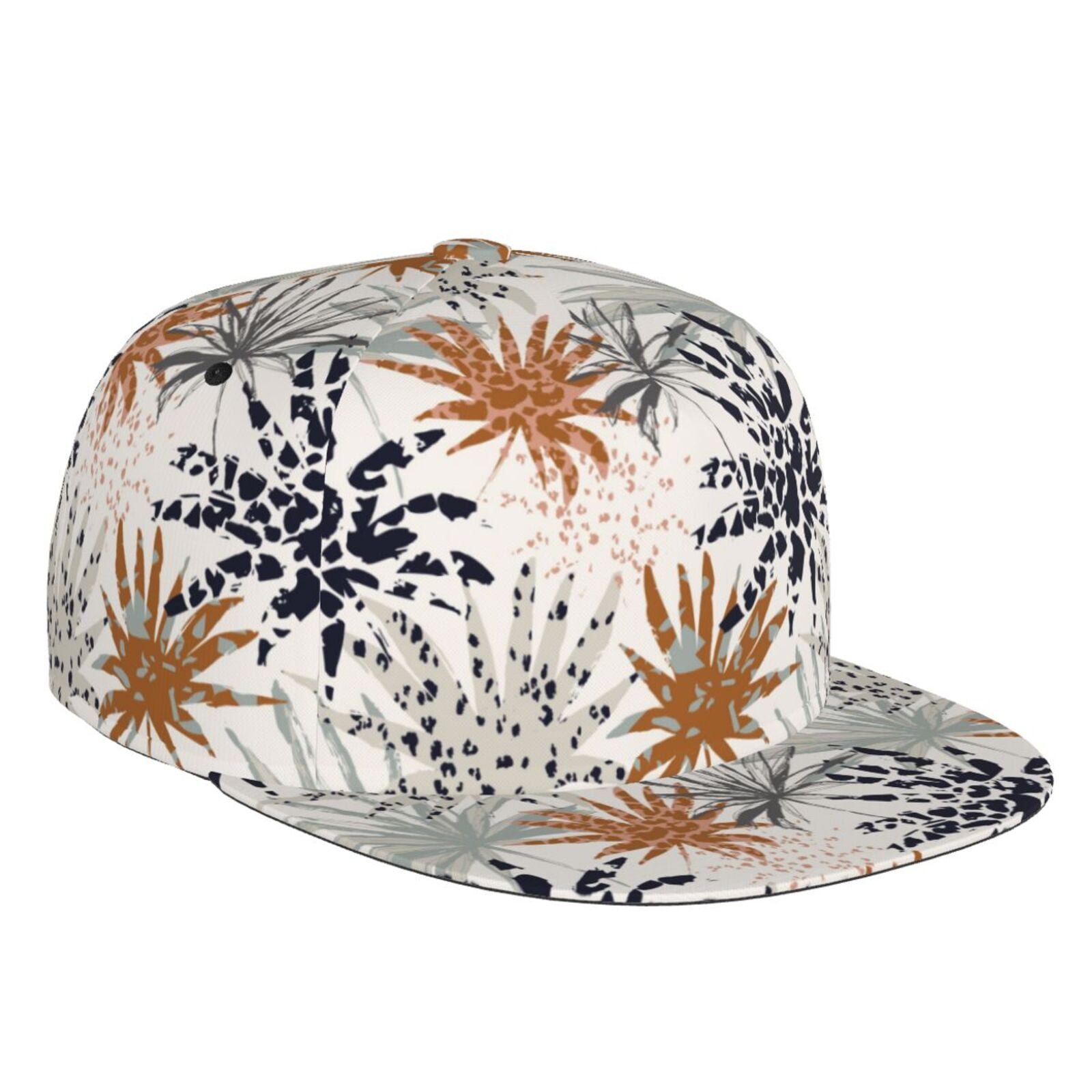Adjustable Baseball Cap, Tropical Leaves Flat Bill Trucker Flat Brim ...