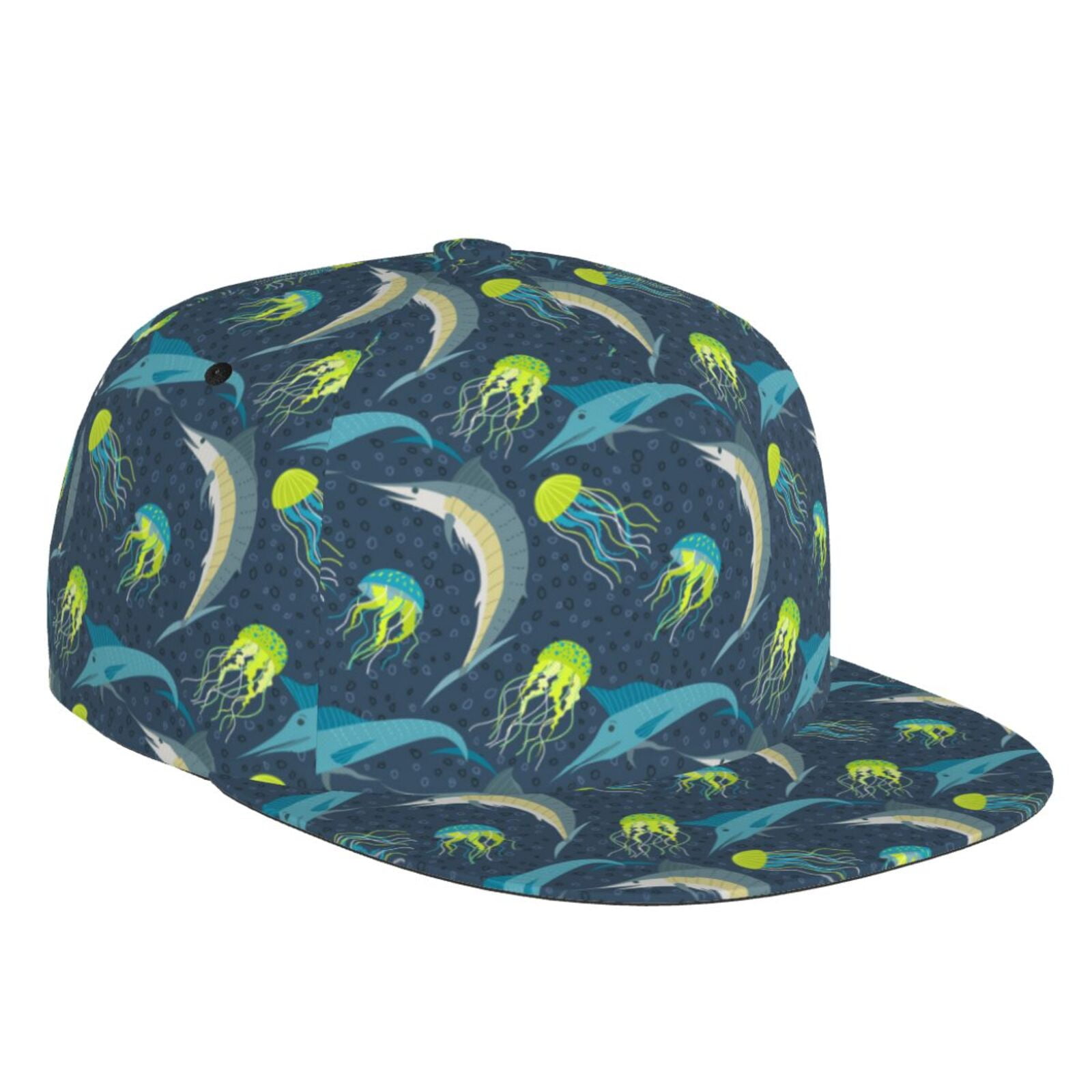 Adjustable Baseball Cap, Tuna Fish Jellyfish Flat Bill Trucker Flat ...