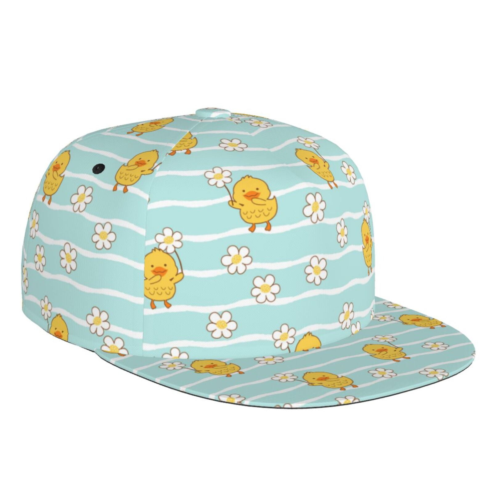 Adjustable Baseball Cap, Wavy Pattern Cute Duck Daisy Flat Bill Trucker Flat Brim Hats Dad Hat ...