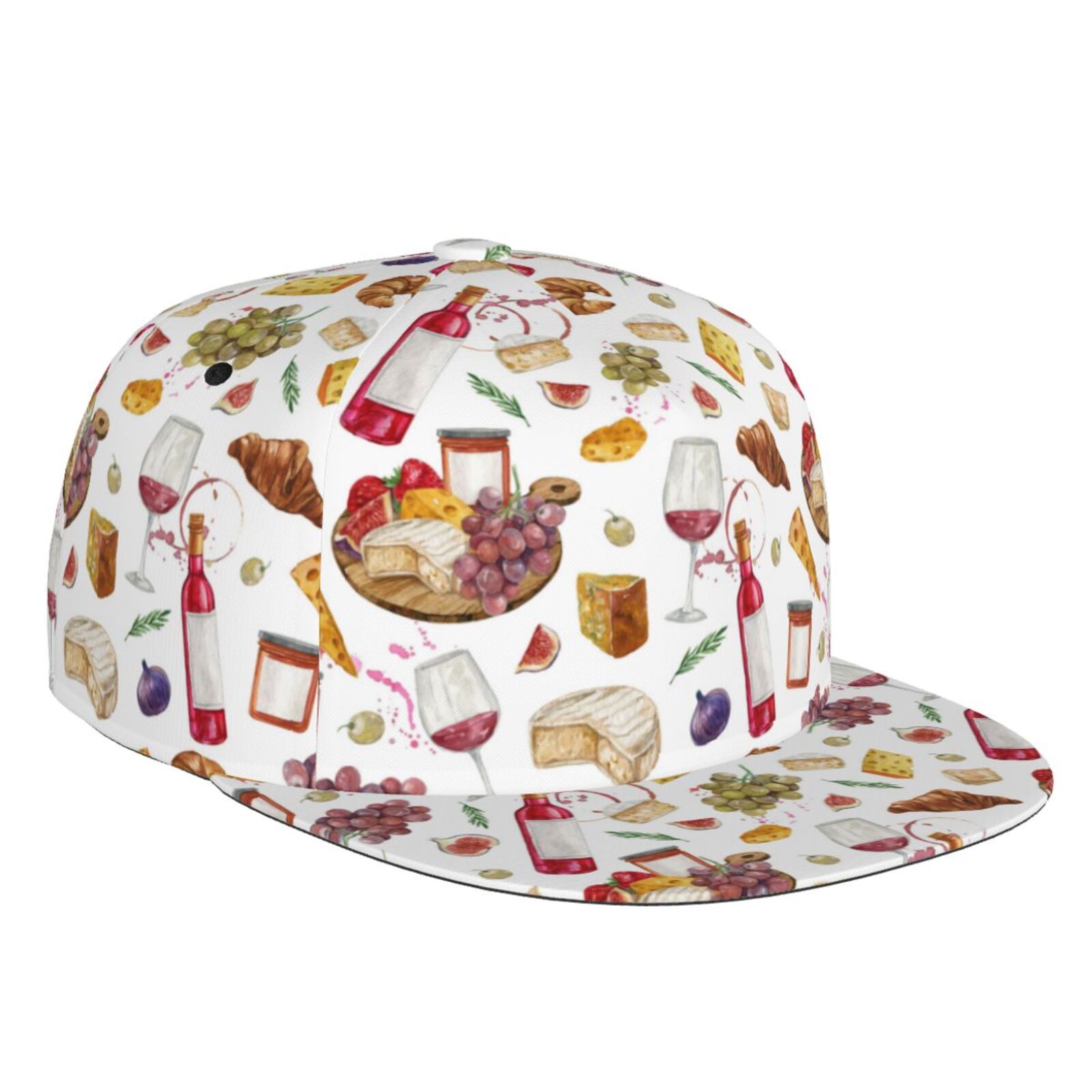 Adjustable Baseball Cap, Wine Print No.J942 Flat Bill Trucker Flat Brim ...